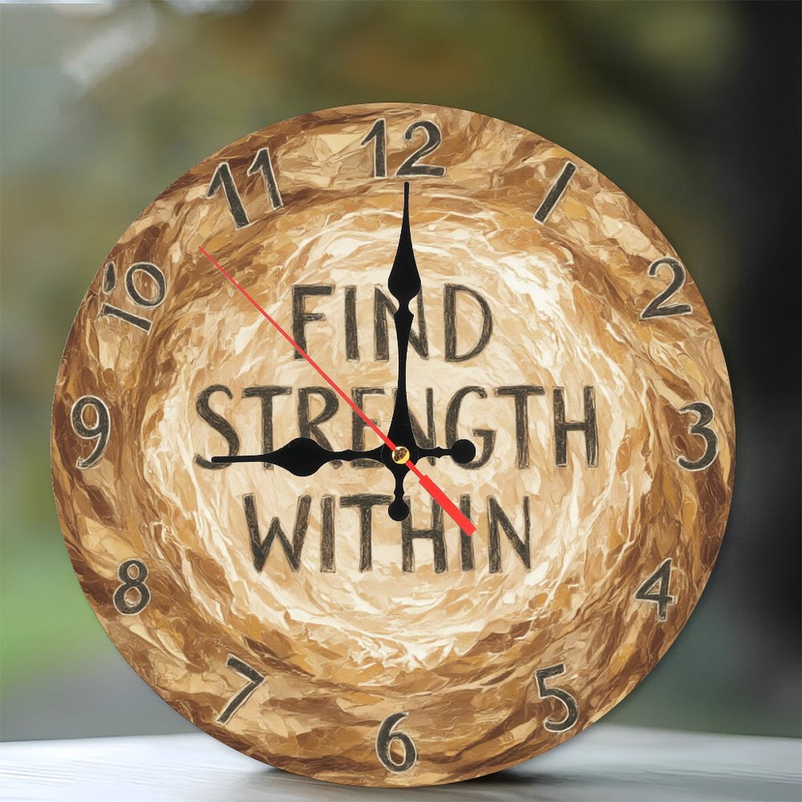 10-Inch Silent Wooden Wall Clock, " Find Strength Within Inspirational ...
