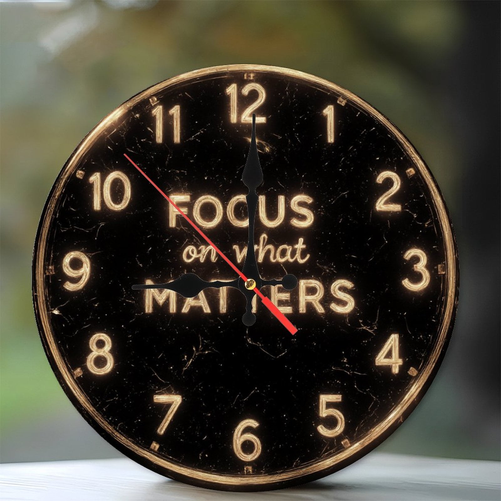 10-Inch Silent Wooden Wall Clock, " Focus On What Matters Motivational ...