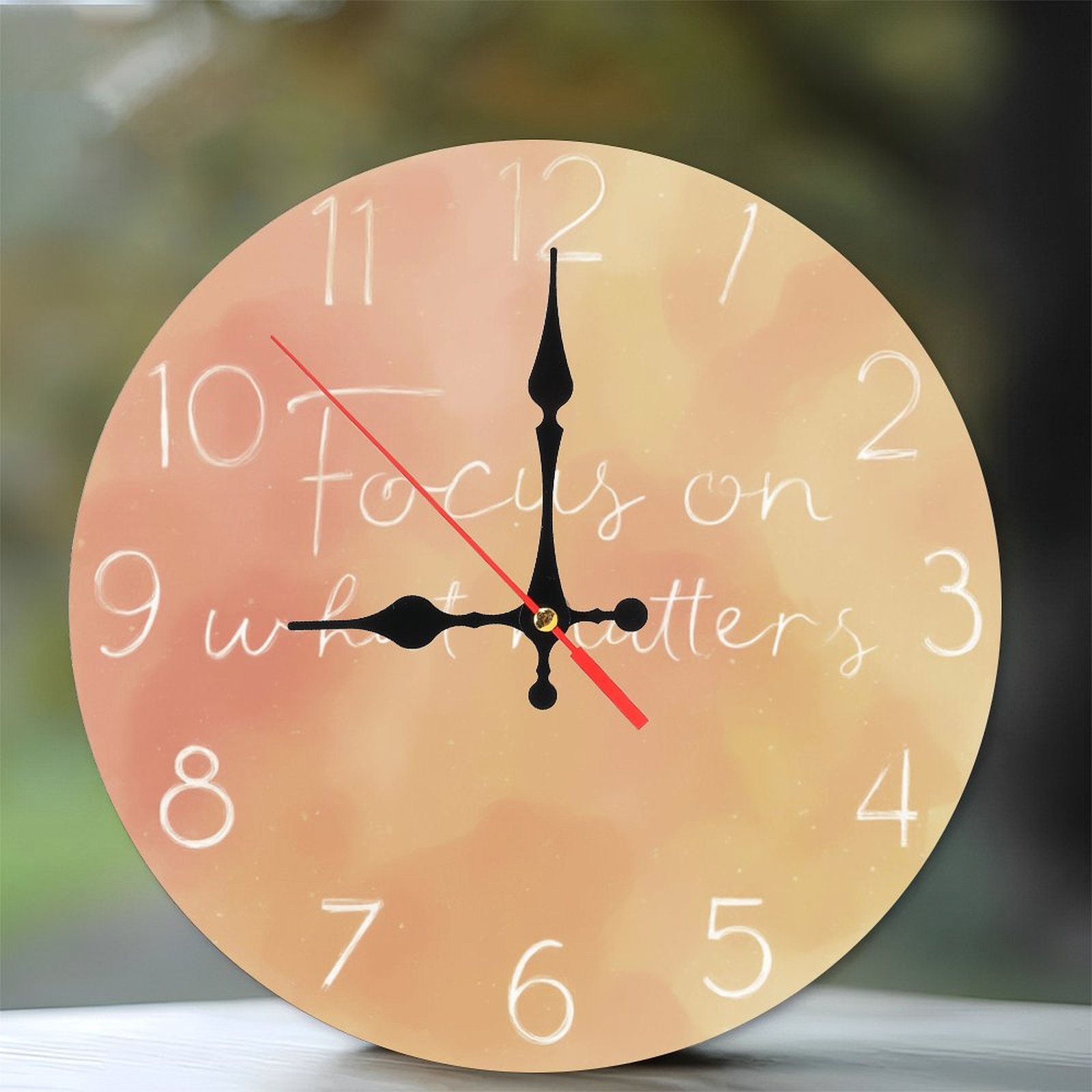 10-Inch Silent Wooden Wall Clock, " Focus On What Matters Wall Clock ...