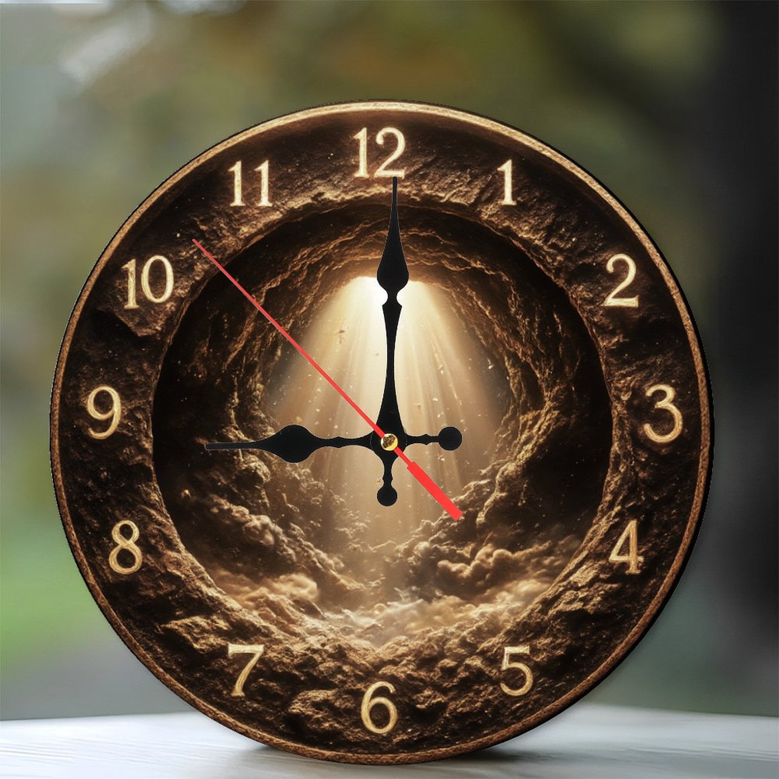 10-Inch Silent Wooden Wall Clock, " Golden Cave Clock Wall Decor ...
