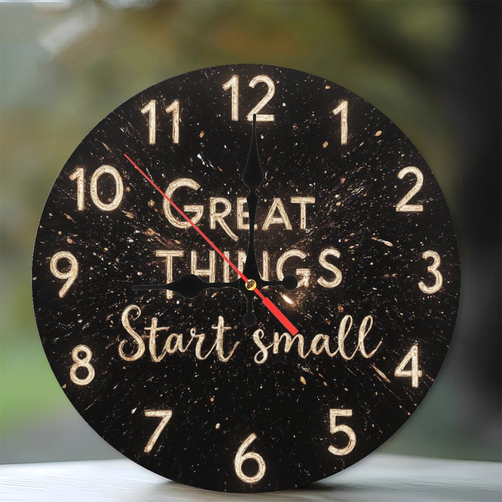 10-Inch Silent Wooden Wall Clock, " Golden Clock Wall Art Great Things ...