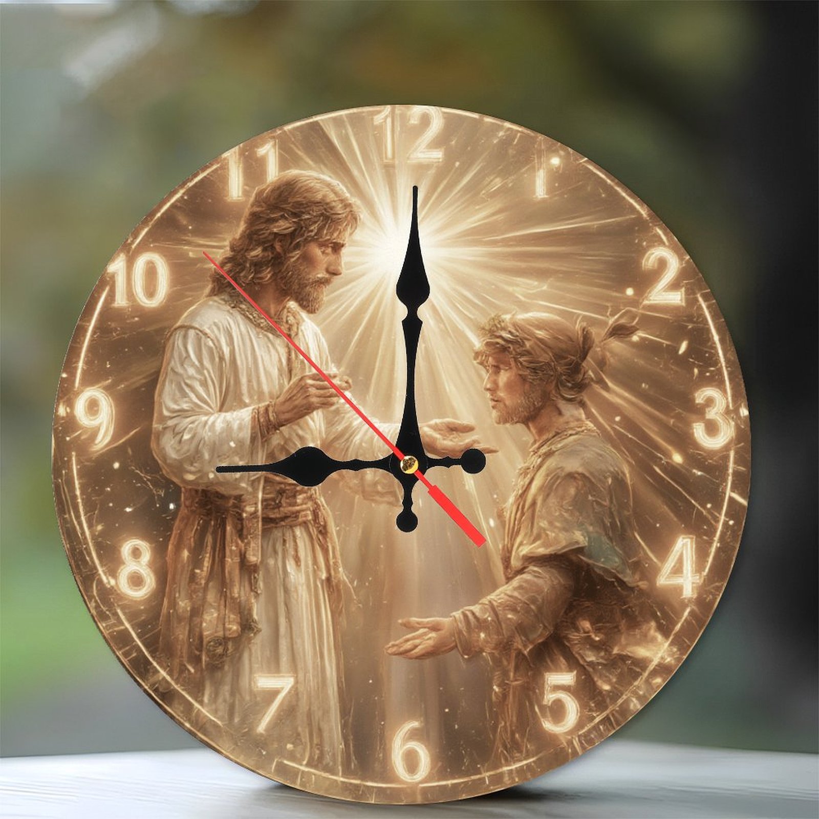 10-Inch Silent Wooden Wall Clock, " Jesus Christ Clock Wall Art Golden ...