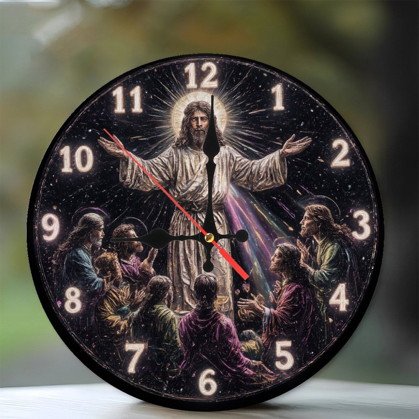 10-Inch Silent Wooden Wall Clock, " Jesus Christ Clock Wall Art Home ...