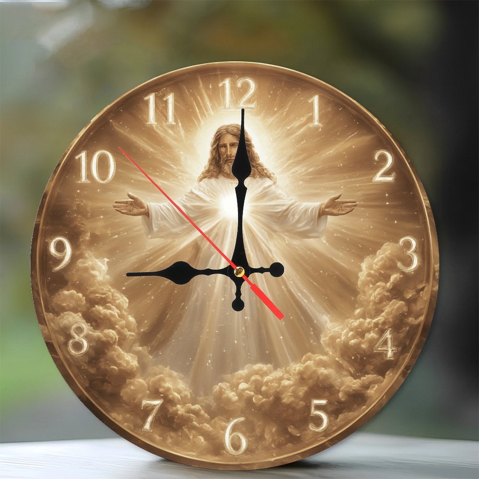 10-Inch Silent Wooden Wall Clock, " Jesus Christ Clock Wall Art ...