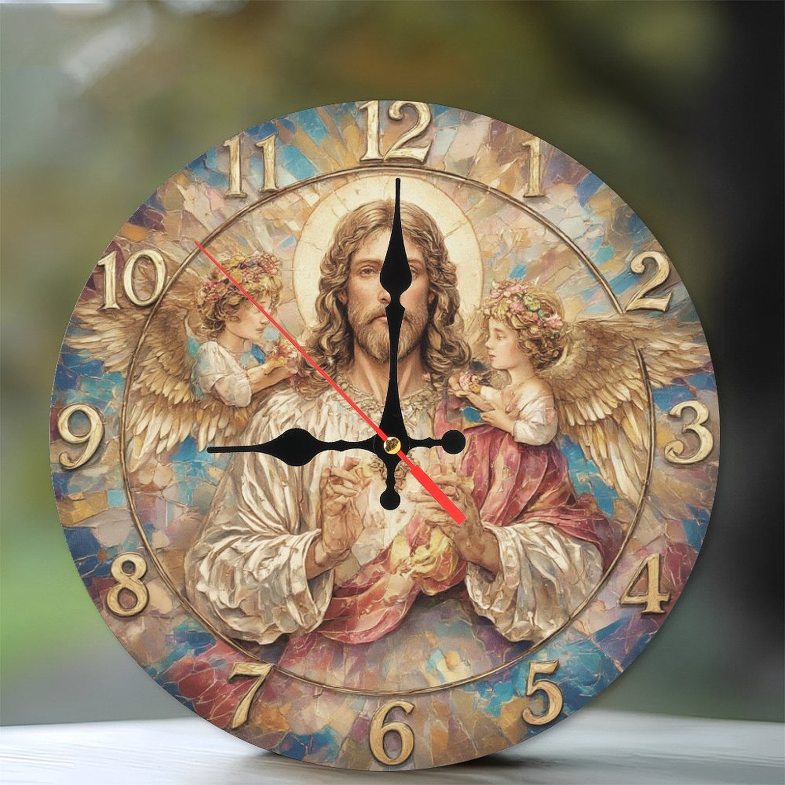 10-Inch Silent Wooden Wall Clock, " Jesus Christ Sacred Heart Wall ...