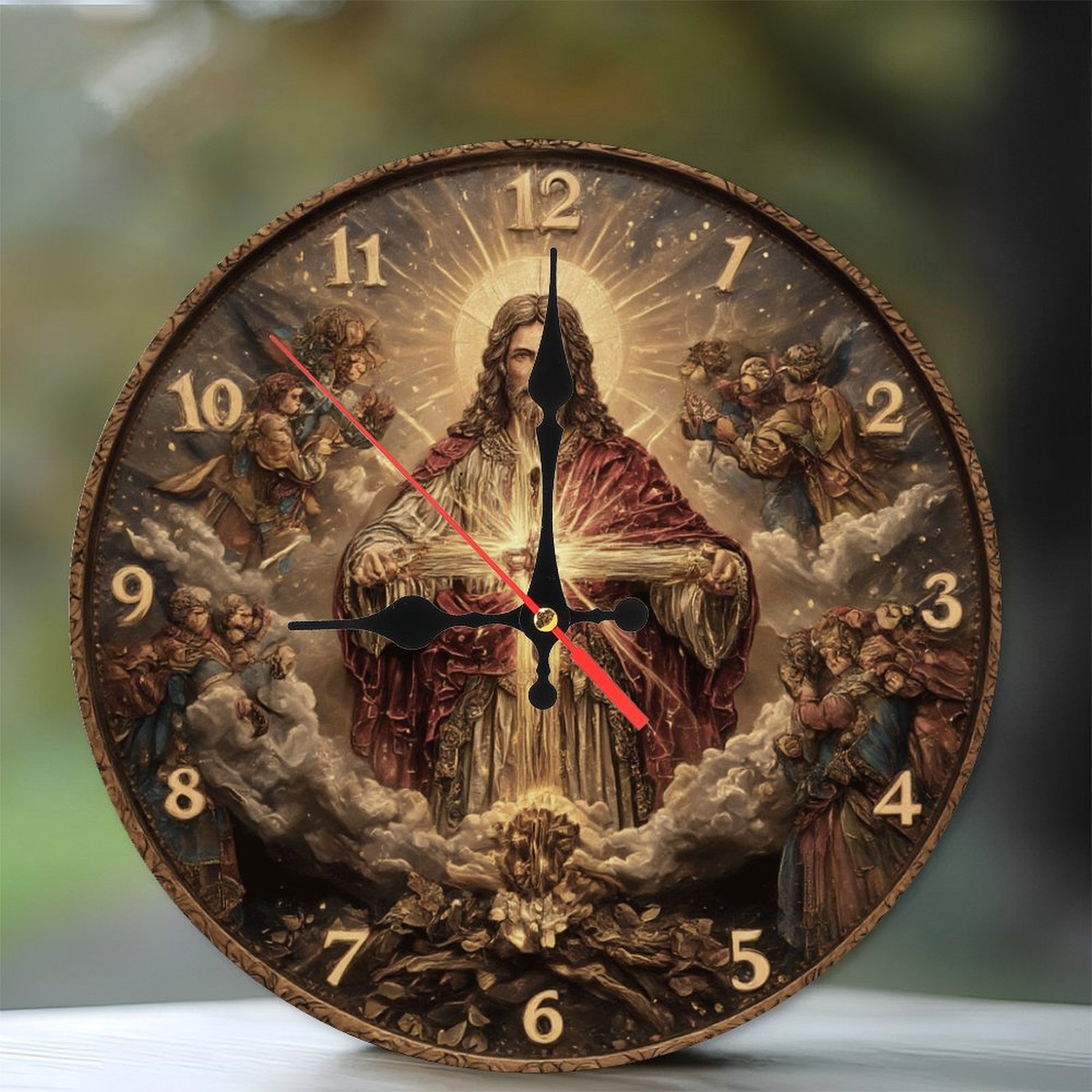 10-Inch Silent Wooden Wall Clock, " Jesus Christ Sacred Heart Wall ...