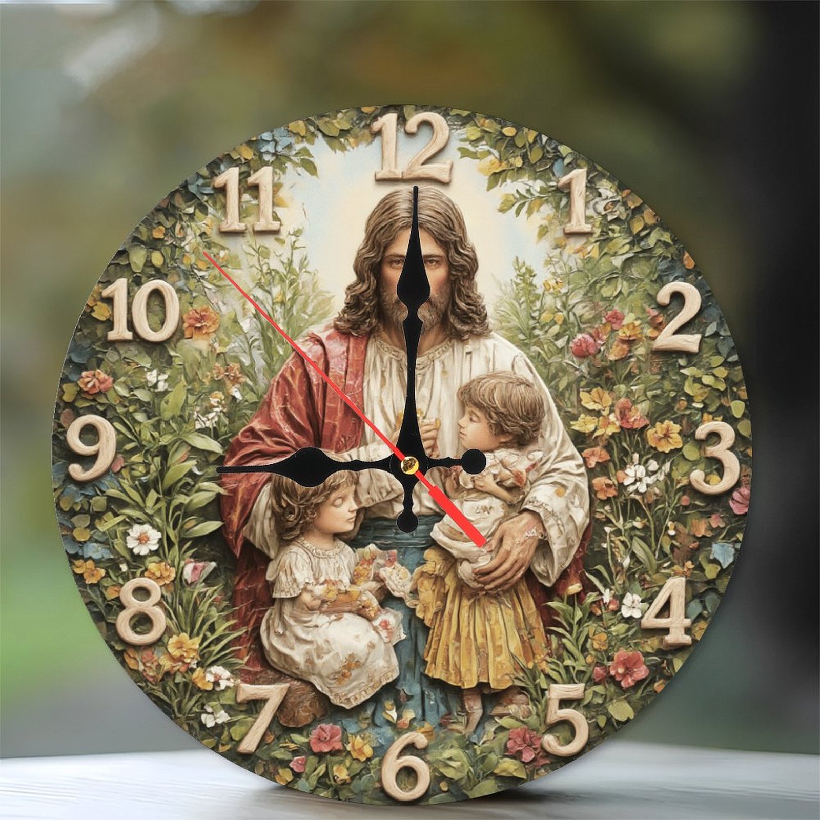 10-Inch Silent Wooden Wall Clock, " Jesus Christ Wall Clock Religious ...