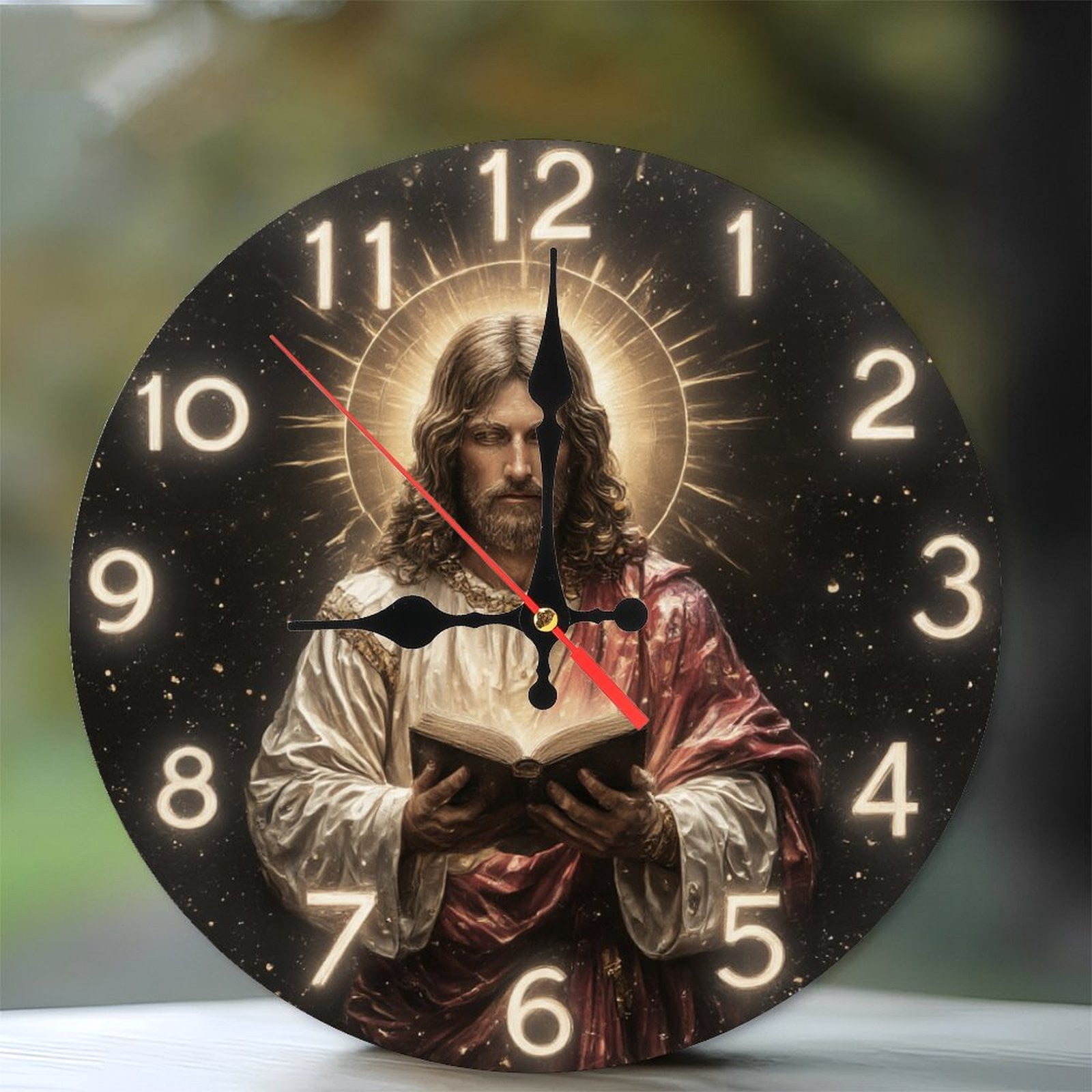 10-Inch Silent Wooden Wall Clock, " Jesus Christ Wall Clock Religious ...