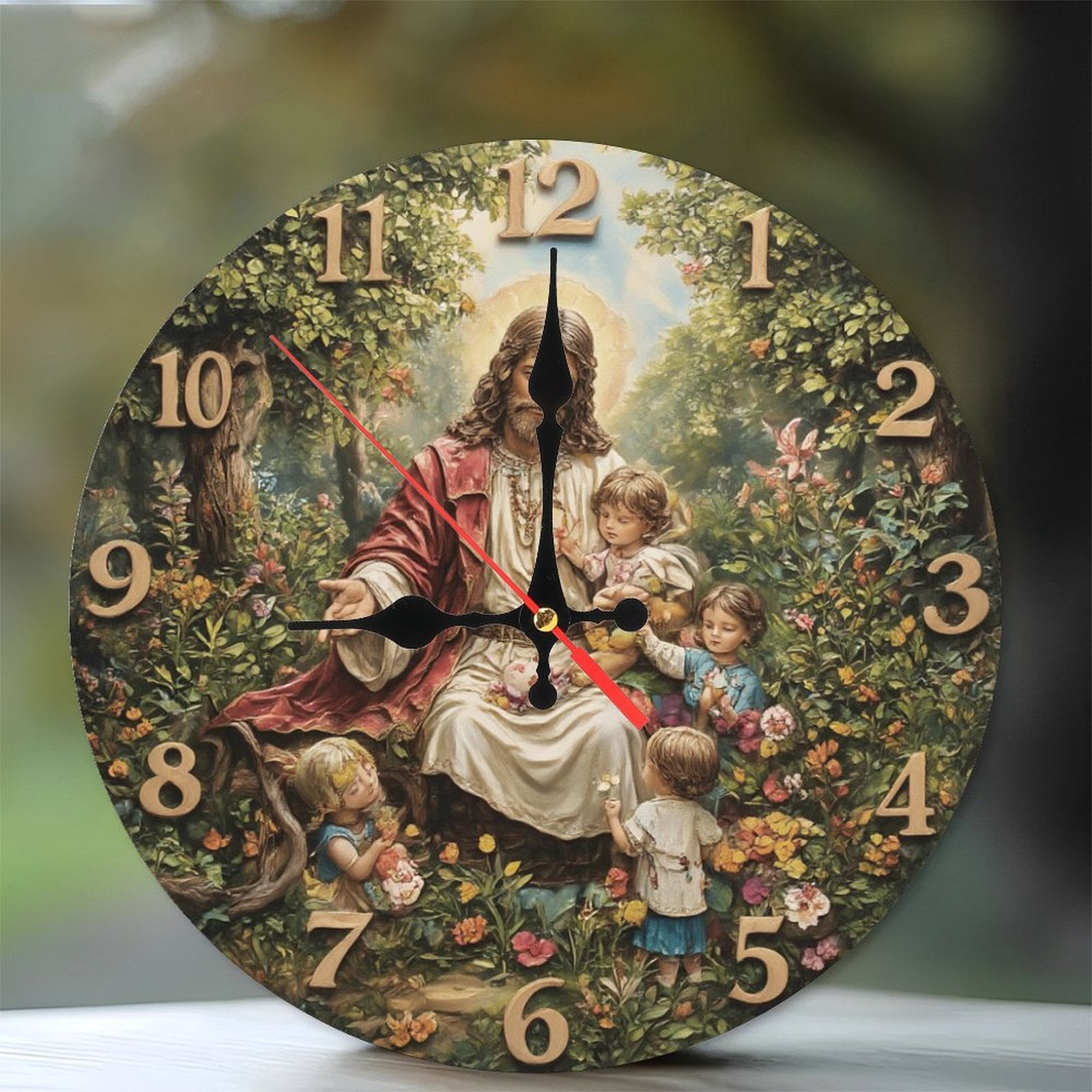 10-Inch Silent Wooden Wall Clock, " Jesus Christ Wall Clock Religious ...