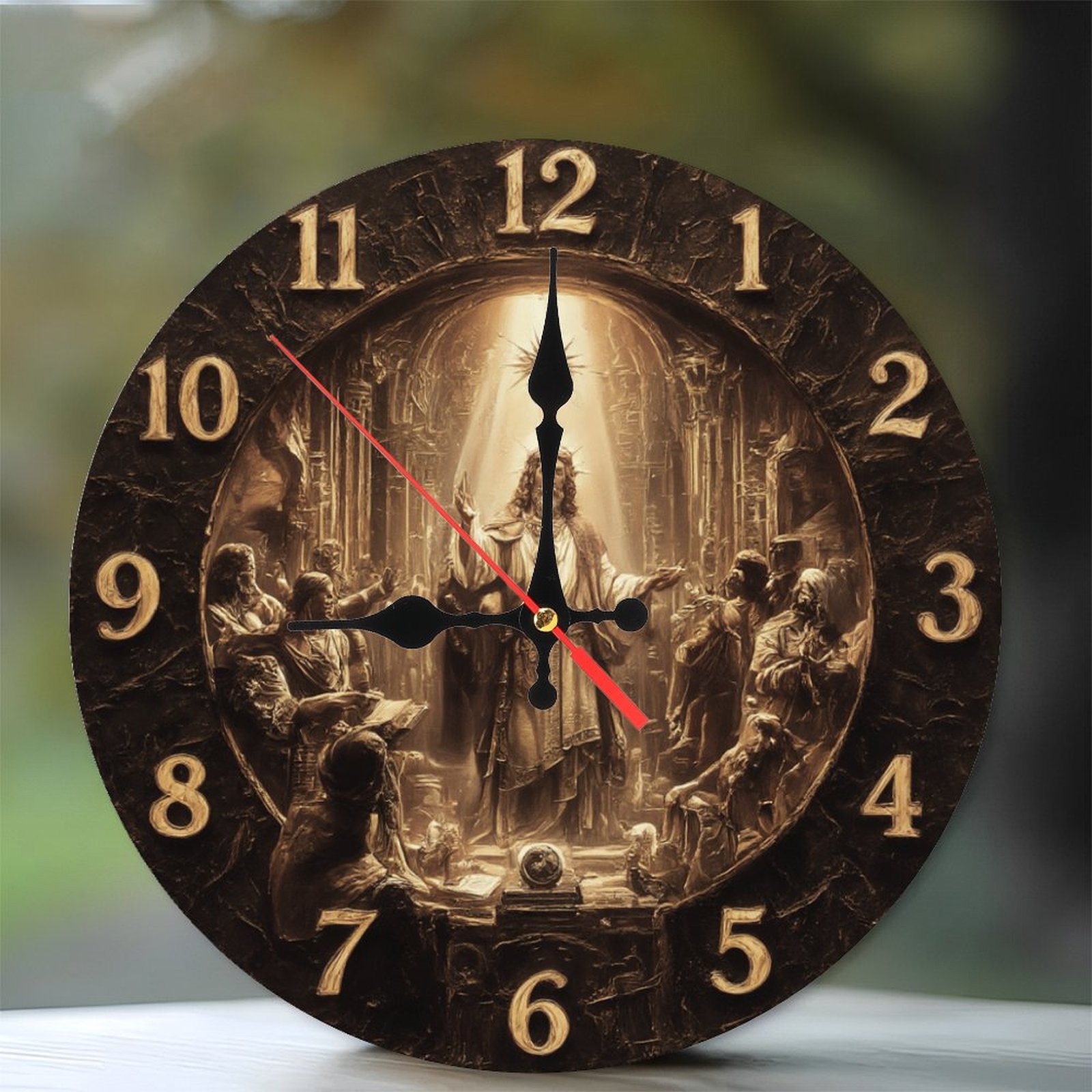 10-Inch Silent Wooden Wall Clock, " Jesus Christ Wall Clock Religious ...