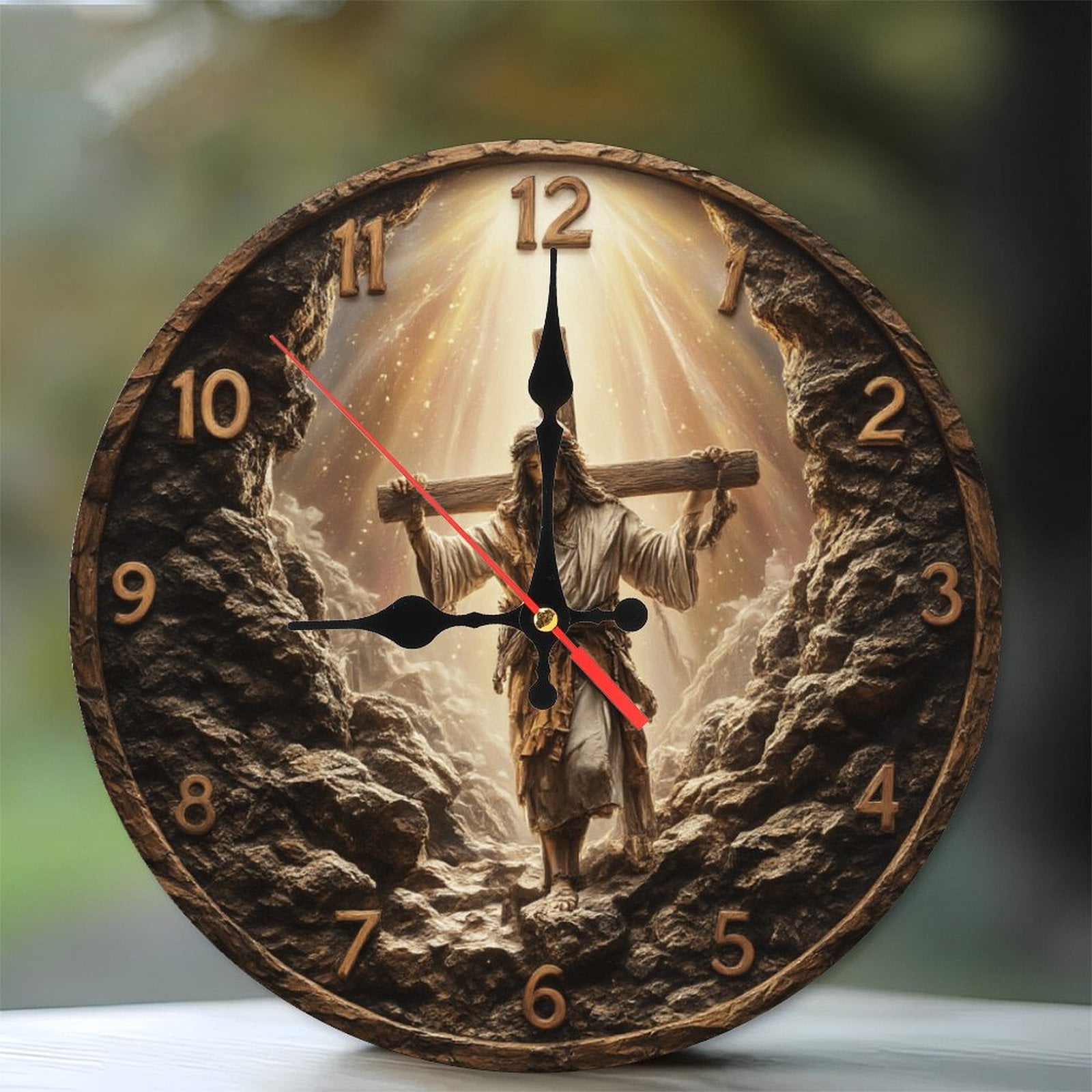 10-Inch Silent Wooden Wall Clock, " Jesus Christ Wall Clock Religious ...