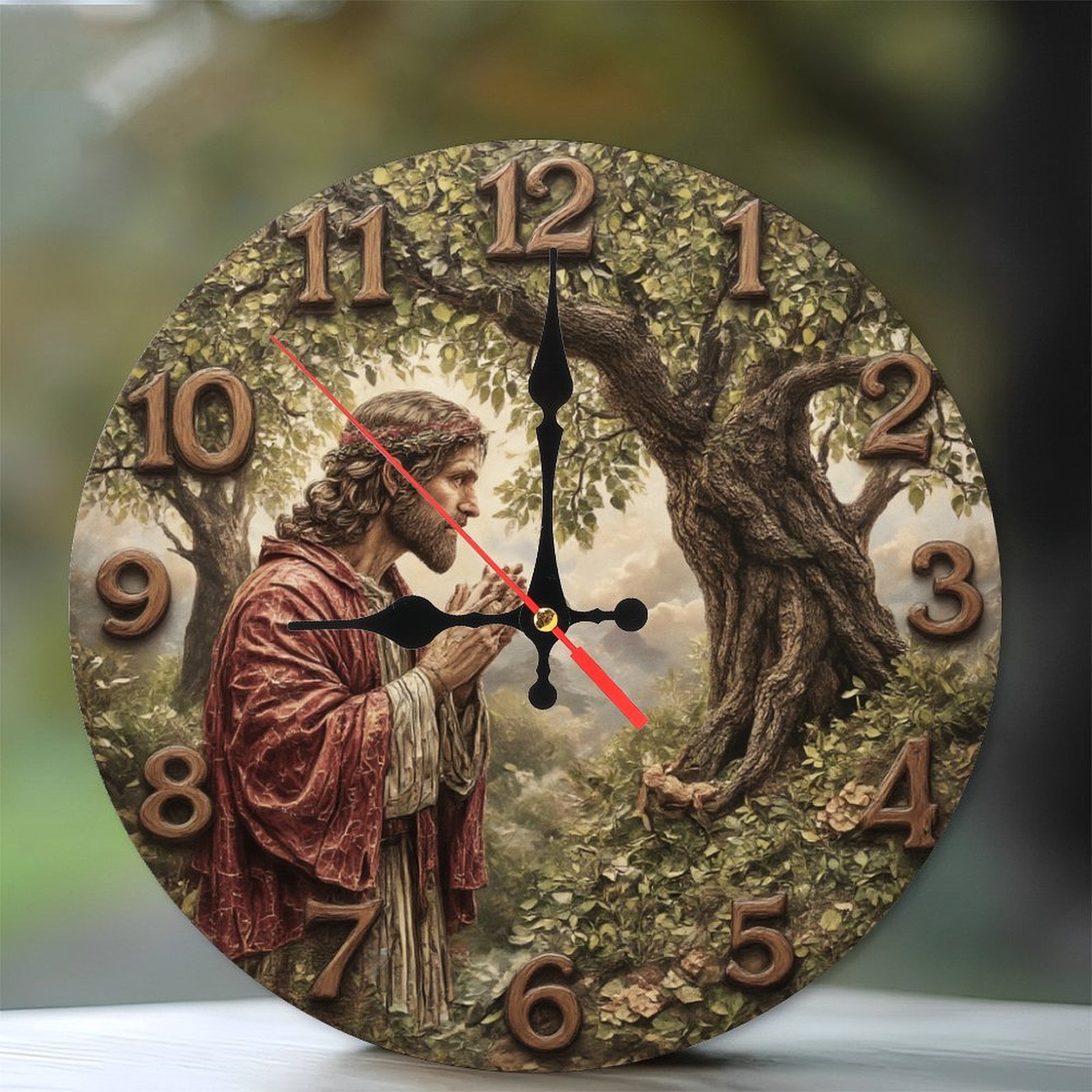 10-Inch Silent Wooden Wall Clock, " Jesus Christ Wall Clock Religious ...