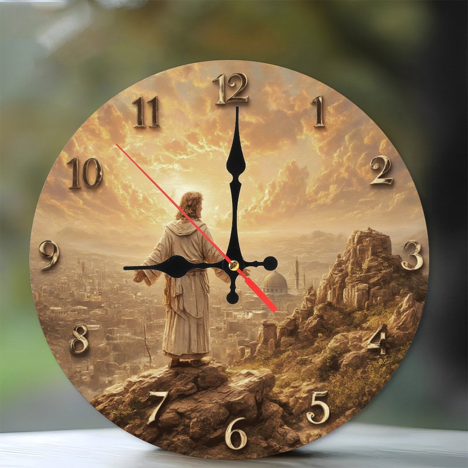 10-Inch Silent Wooden Wall Clock, " Jesus Christ Wall Clock Religious ...
