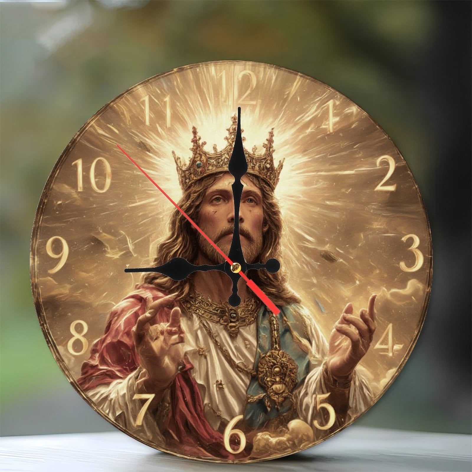 10-Inch Silent Wooden Wall Clock, " King Jesus Clock Wall Decor ...