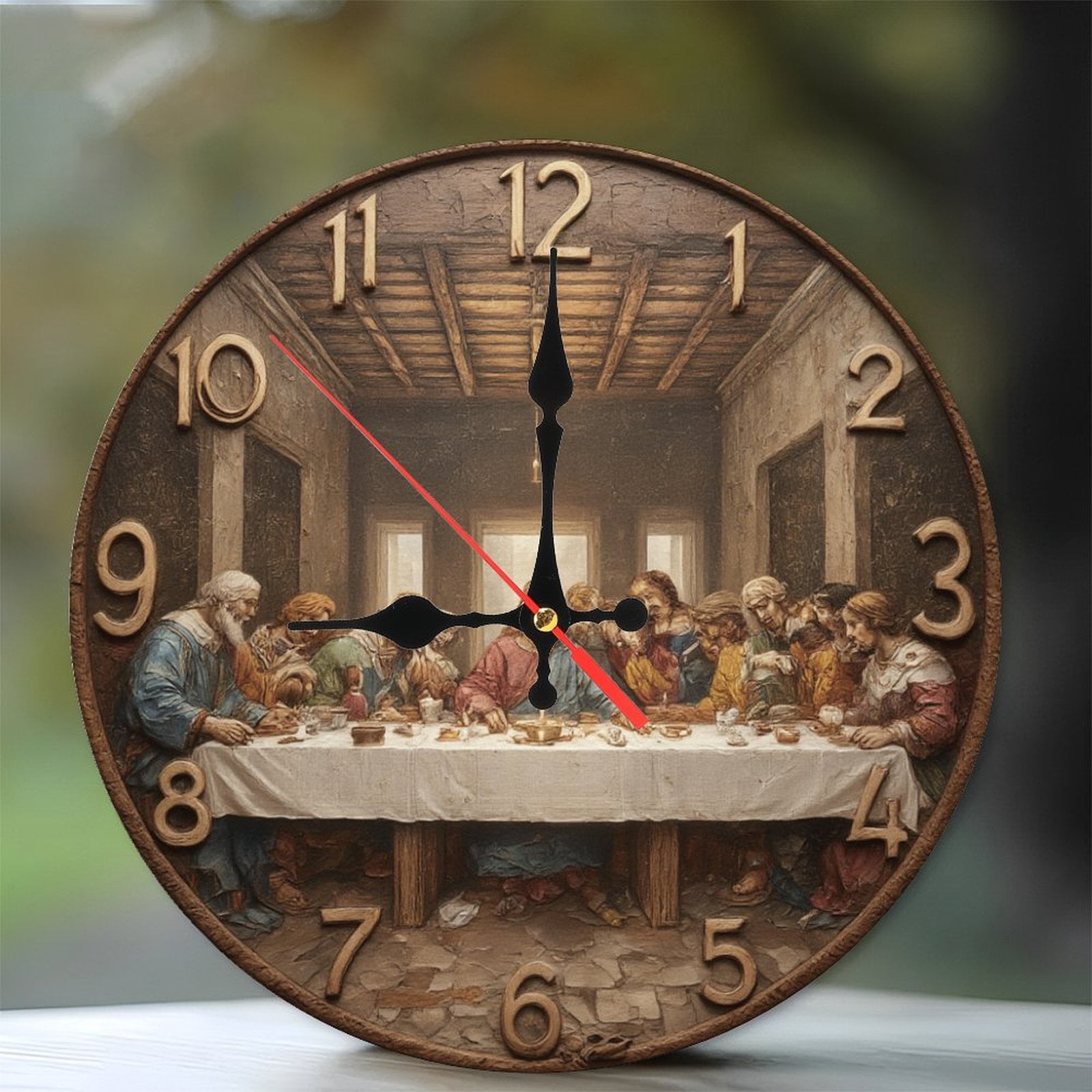 10-Inch Silent Wooden Wall Clock, " Last Supper Clock Wall Decor ...
