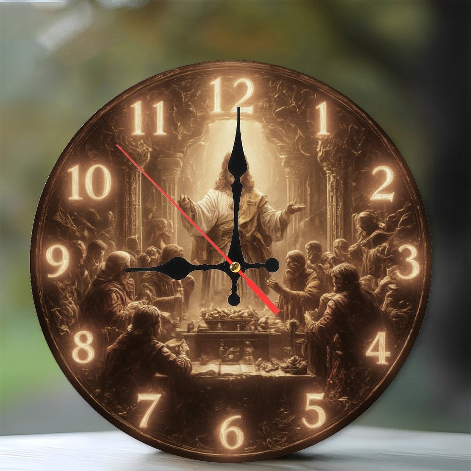 10-Inch Silent Wooden Wall Clock, " Last Supper Jesus Christ Clock Wall ...