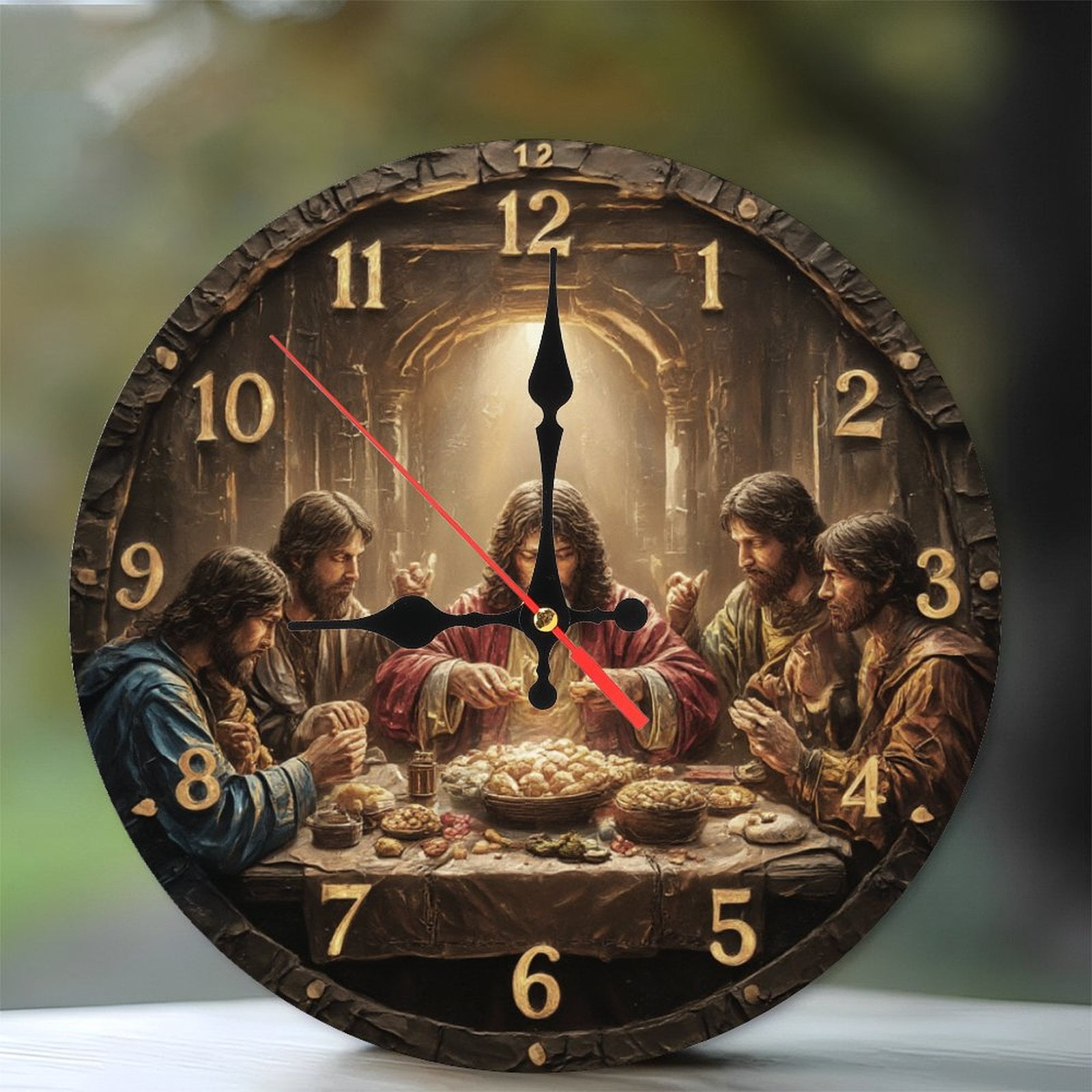 10-Inch Silent Wooden Wall Clock, " Last Supper Jesus Christ Wall Clock ...