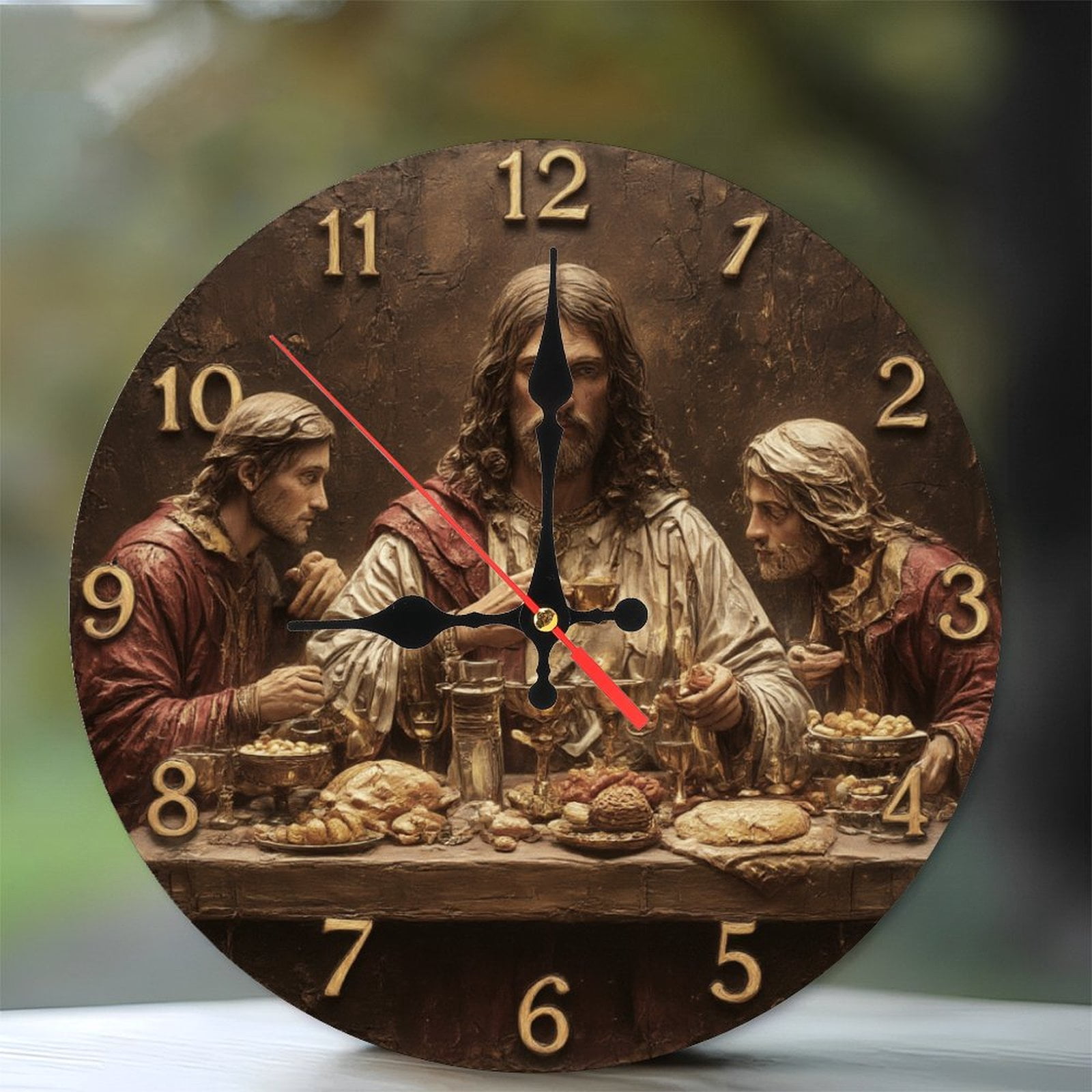 10-Inch Silent Wooden Wall Clock, " Last Supper Jesus Christ Wall Clock ...