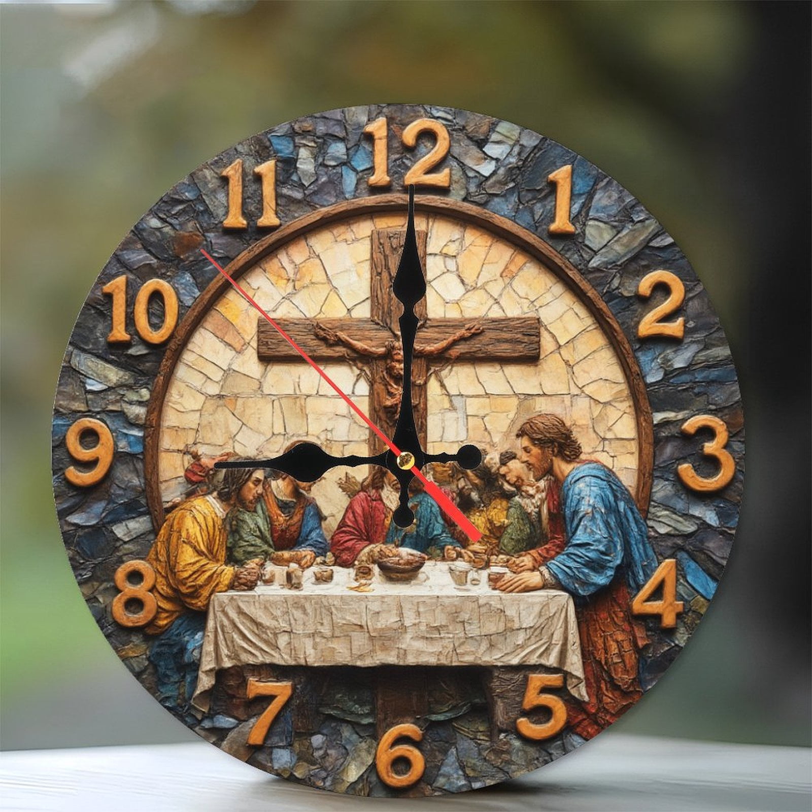 Last Supper Mosaic Wall Clock Jesus Christ Religious Art 10-Inch Silent ...