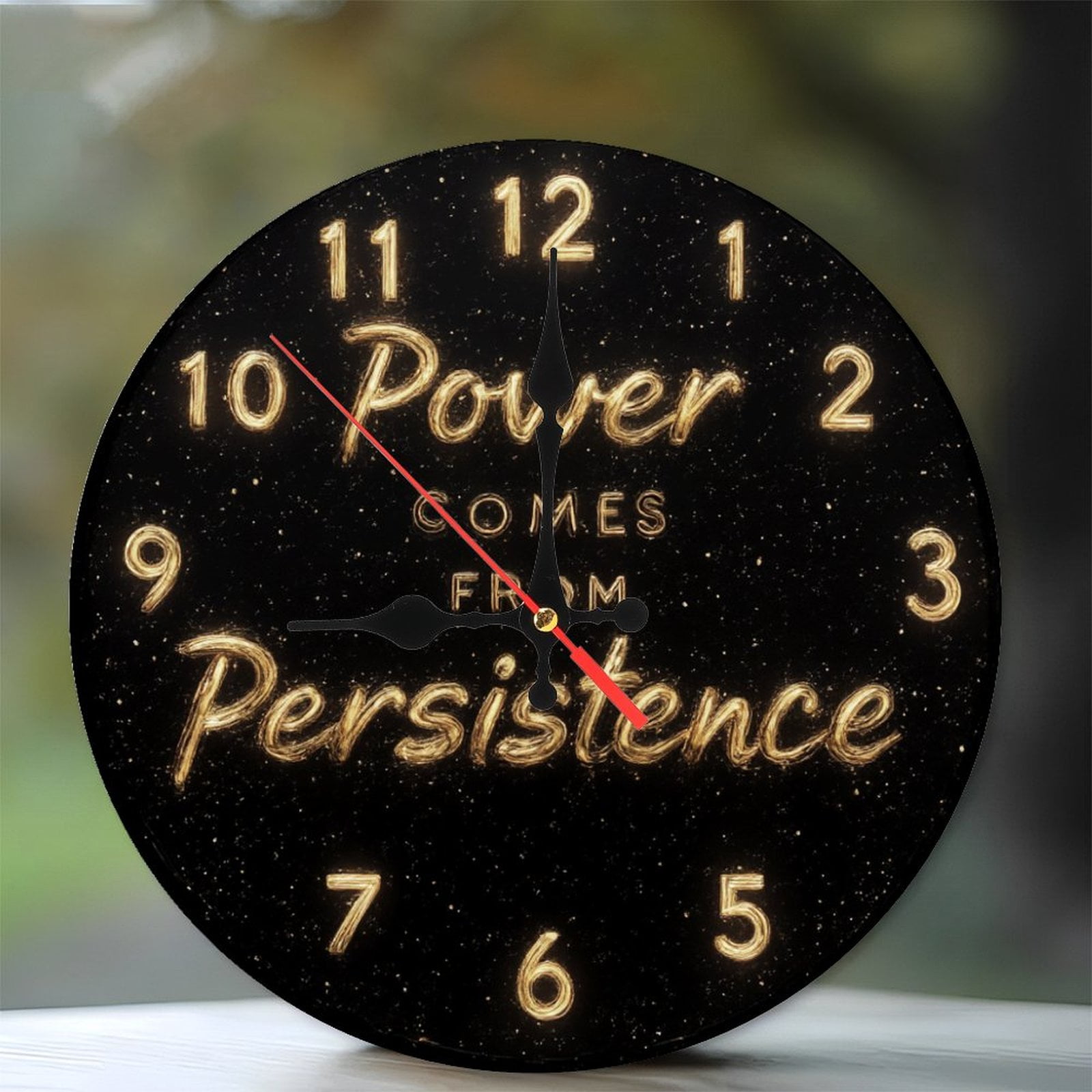 10-Inch Silent Wooden Wall Clock, " Motivational Clock Power Comes From ...