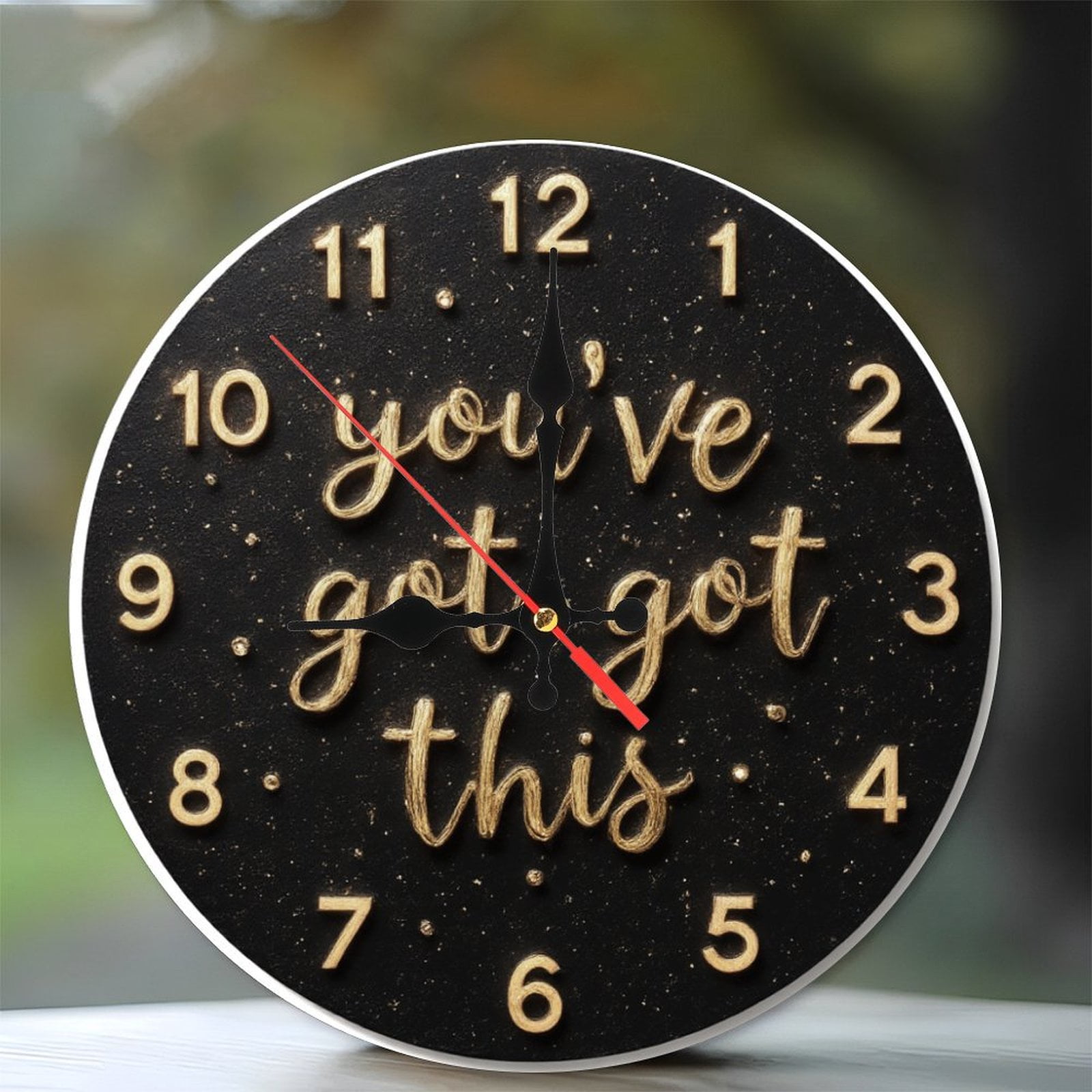 10-Inch Silent Wooden Wall Clock, " Motivational Quote Wall Clock Gold ...
