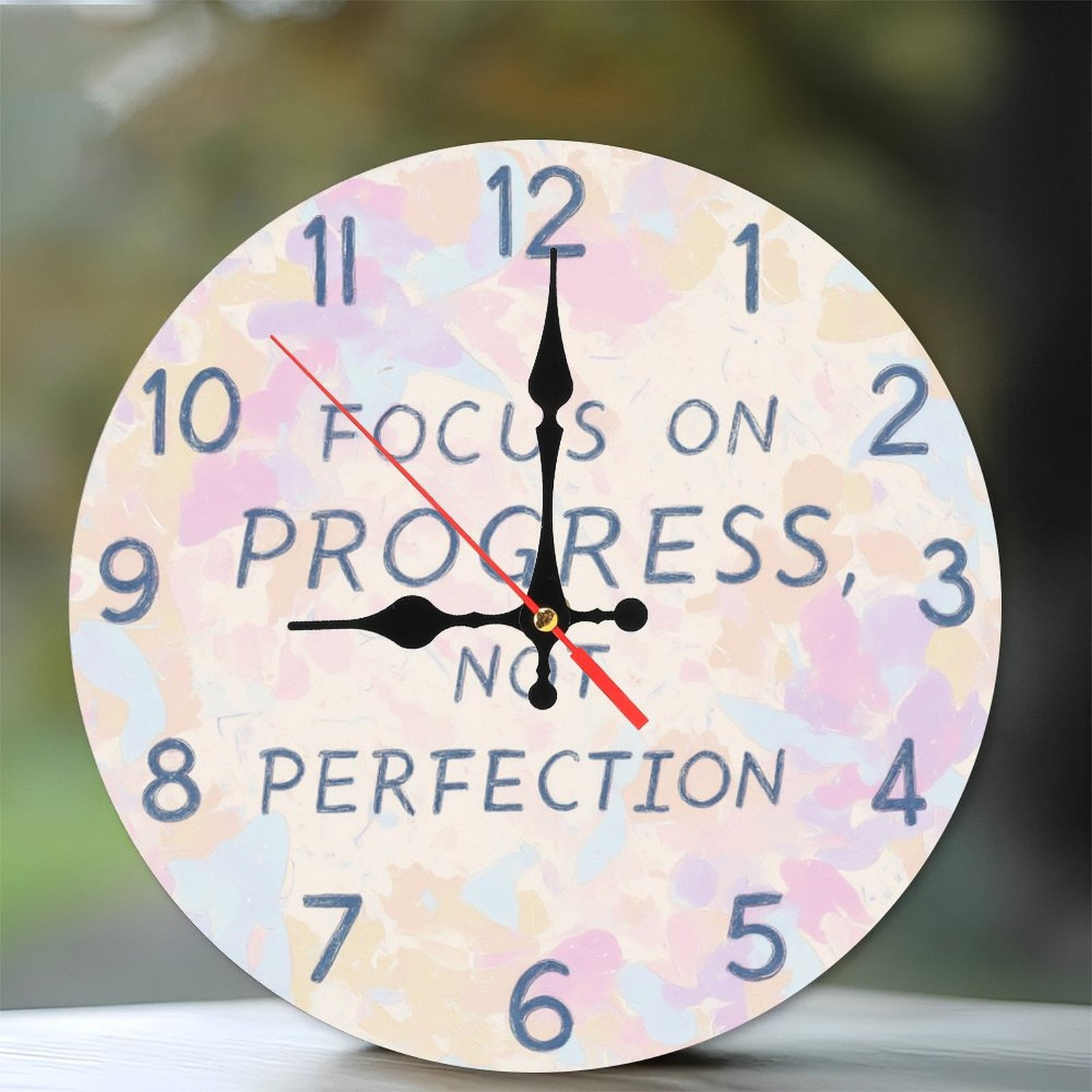 10-Inch Silent Wooden Wall Clock, " Motivational Wall Clock Focus ...