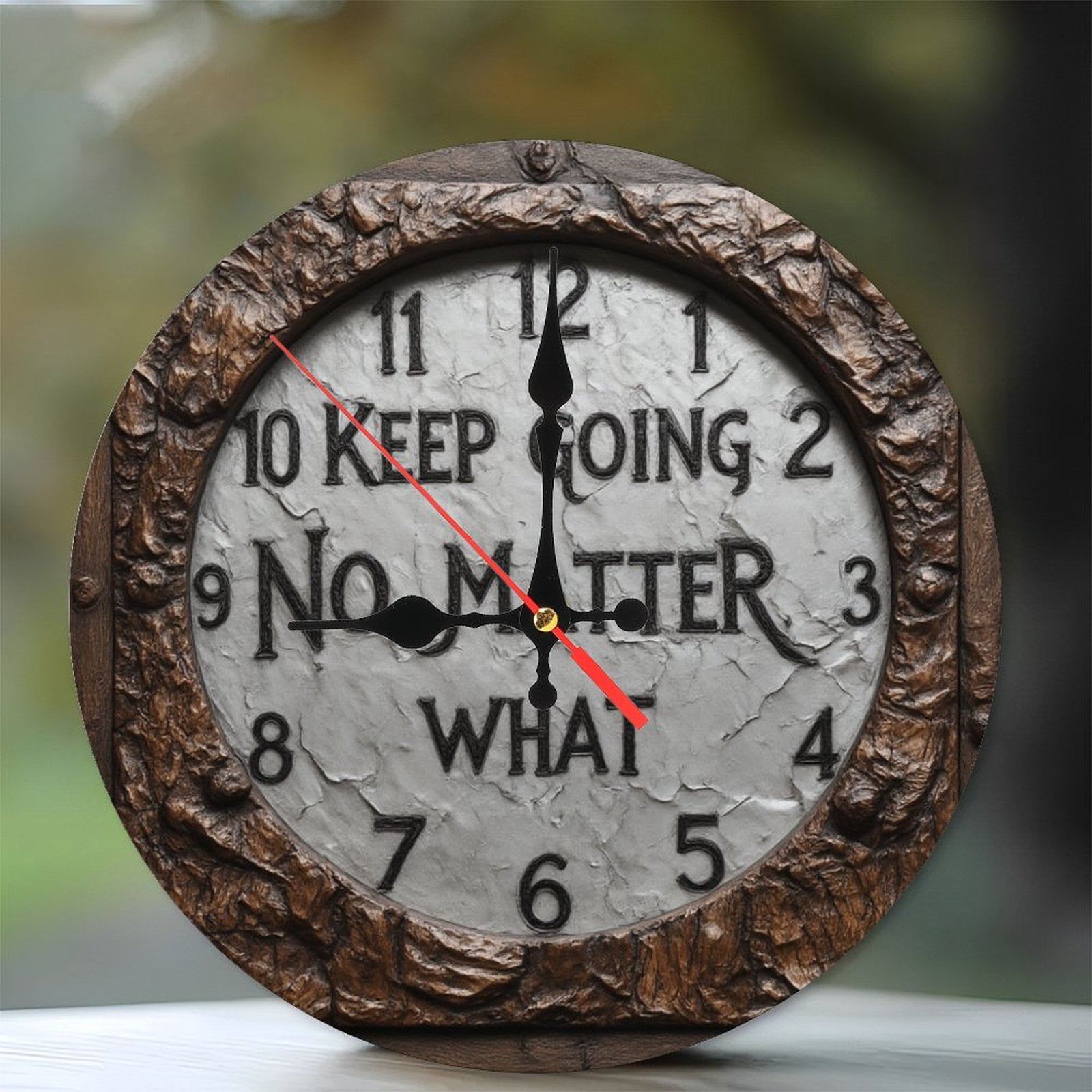 10-Inch Silent Wooden Wall Clock, " Motivational Wall Clock Keep Going ...