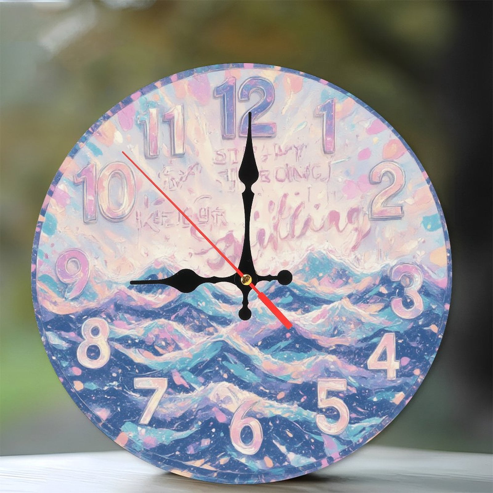 10-Inch Silent Wooden Wall Clock, " Ocean Wave Clock Wall Decor Art ...