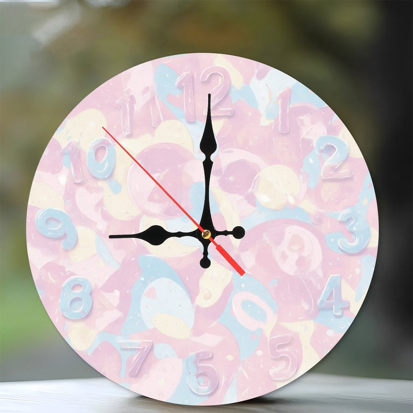 10-Inch Silent Wooden Wall Clock, " Pastel Pink Blue Wall Clock Candy ...