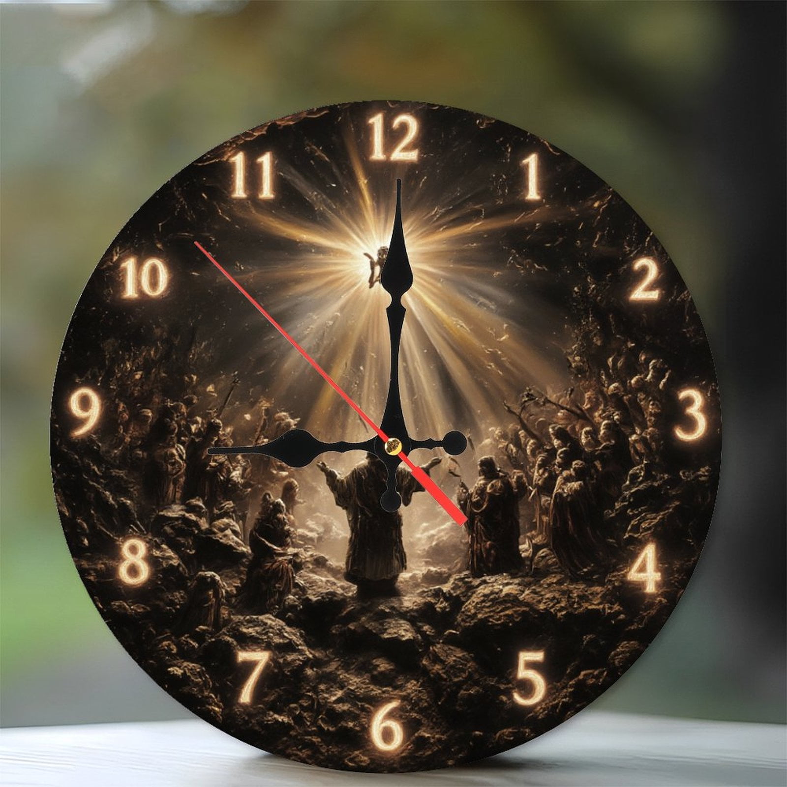 10-Inch Silent Wooden Wall Clock, " Religious Angel Golden Clock Wall ...