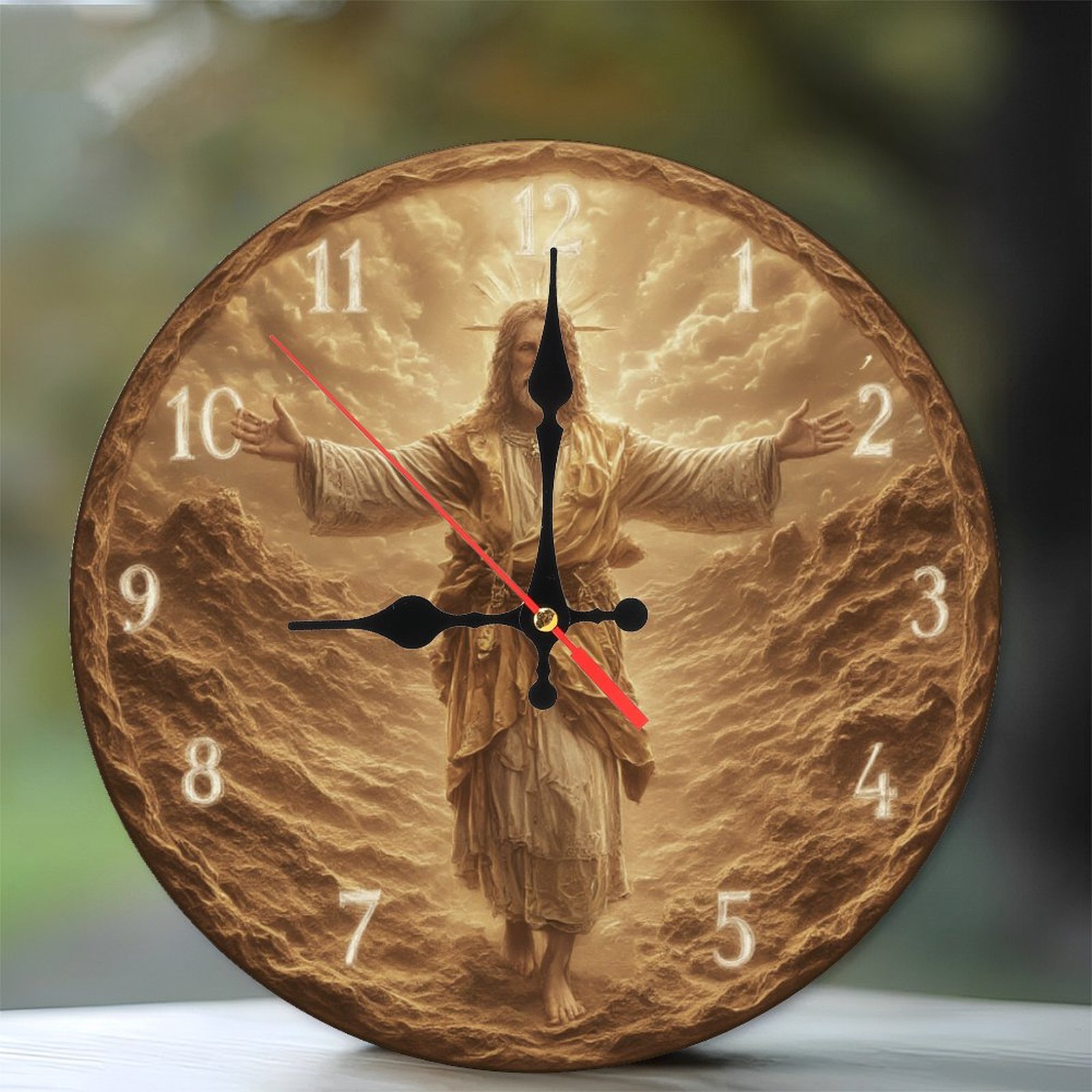 10-Inch Silent Wooden Wall Clock, " Religious Wall Clock Jesus Christ ...