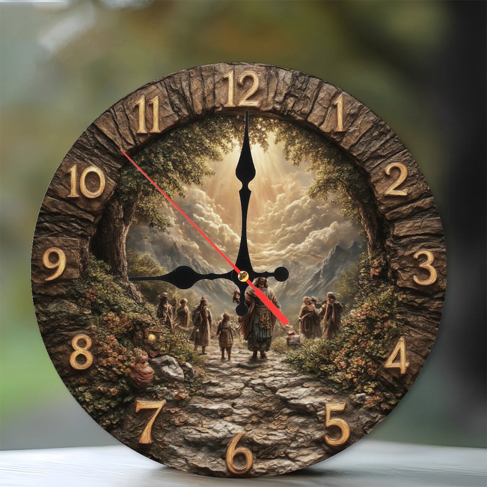 10-Inch Silent Wooden Wall Clock, " Religious Wall Clock Stone Pathway ...
