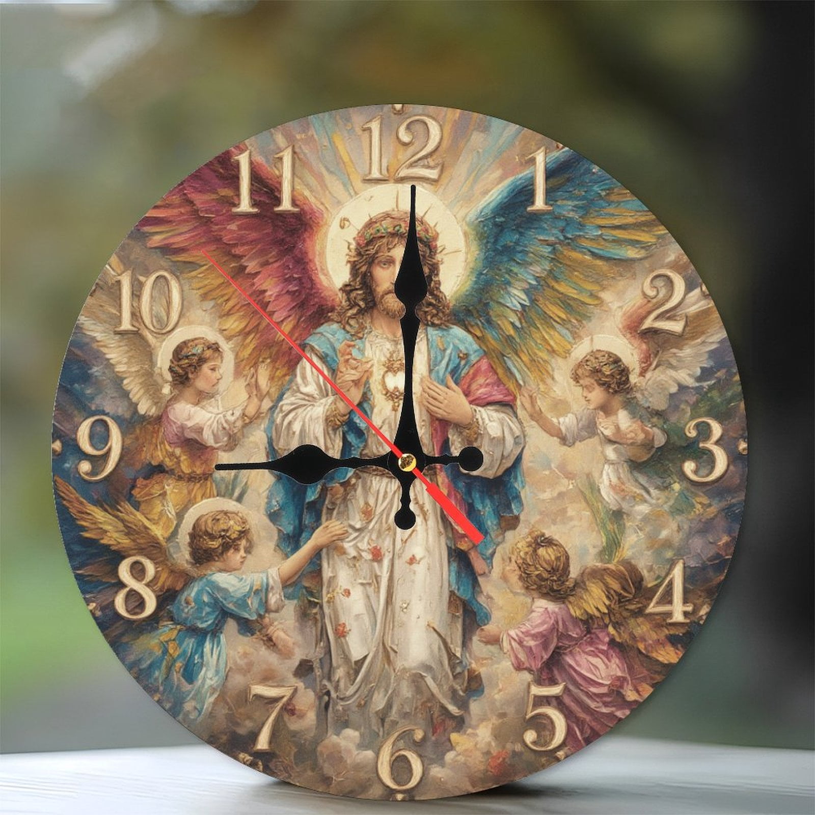 10-Inch Silent Wooden Wall Clock, " Sacred Heart Jesus Wall Clock ...