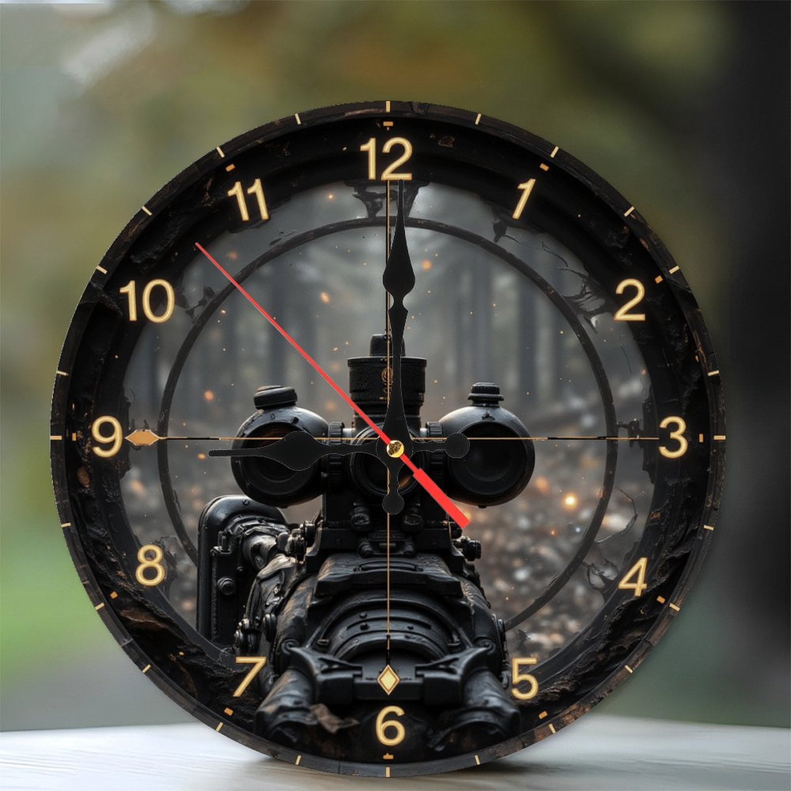 10-Inch Silent Wooden Wall Clock, " Sniper Scope Clock Wall Decor ...
