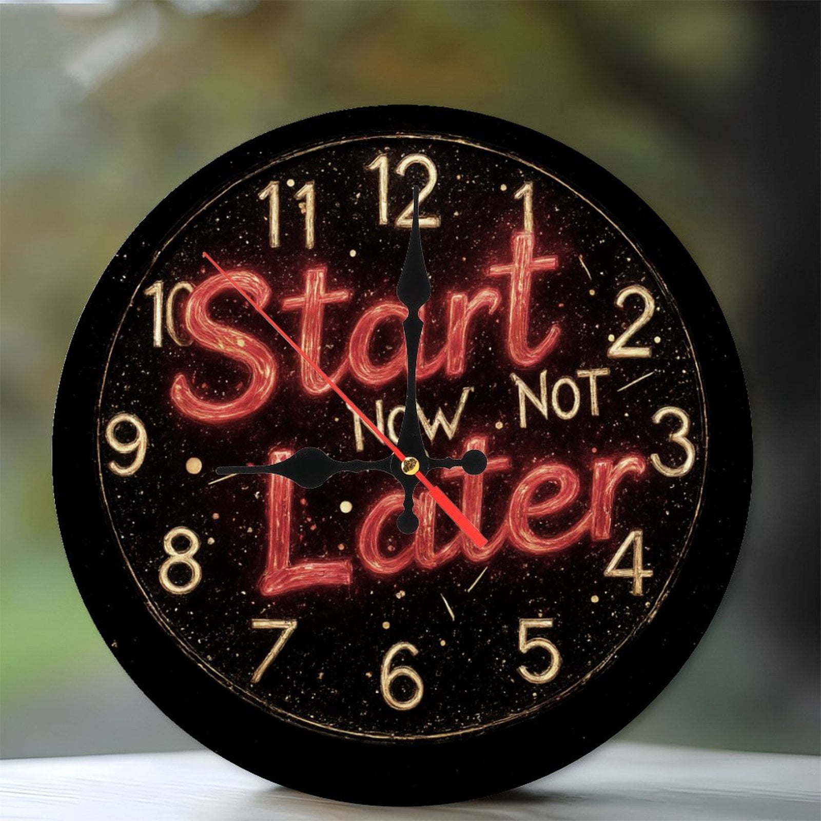 10-Inch Silent Wooden Wall Clock, " Start Now Not Later Motivational ...