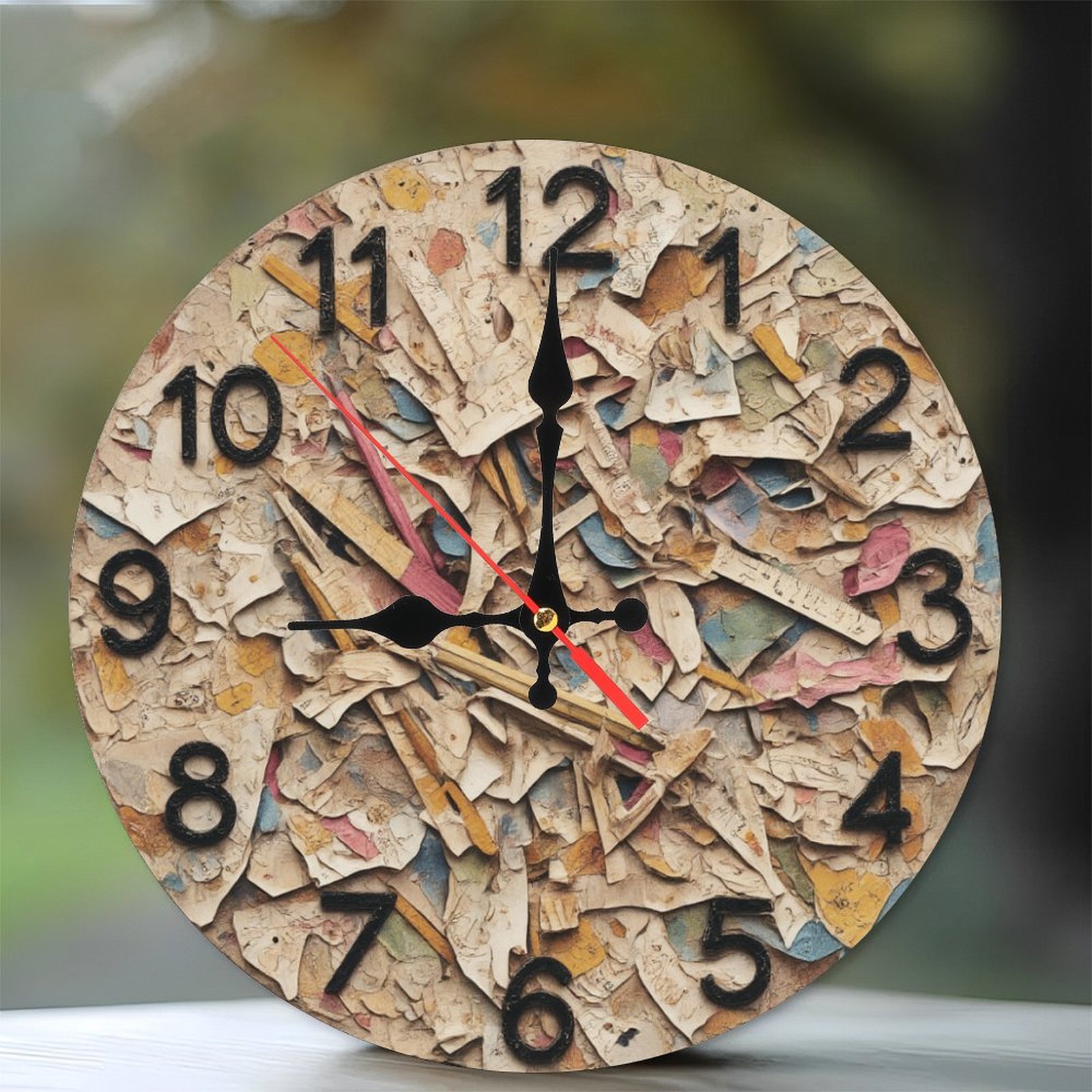 10-Inch Silent Wooden Wall Clock, " Unique Vintage Wall Clock Recycled ...
