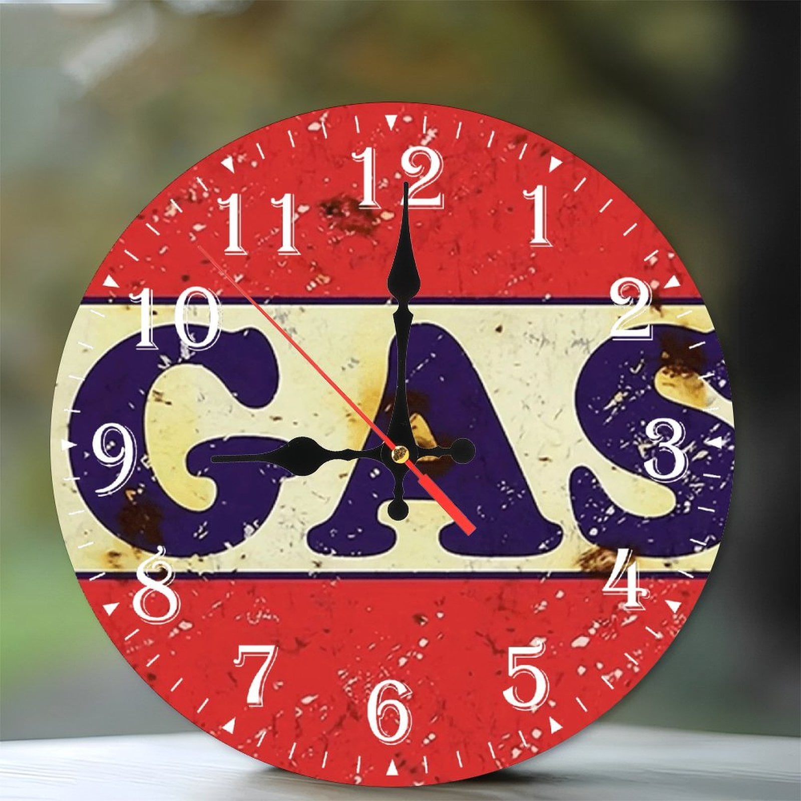 10-Inch Silent Wooden Wall Clock, " Vintage Gas Station Clock Face ...