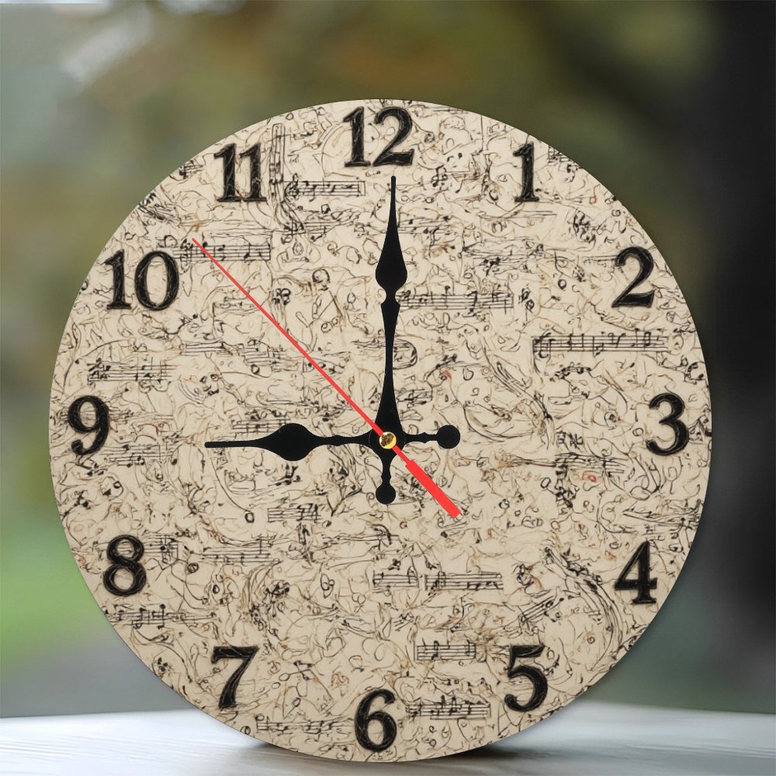 10-Inch Silent Wooden Wall Clock, " Vintage Music Notes Wall Clock Home ...