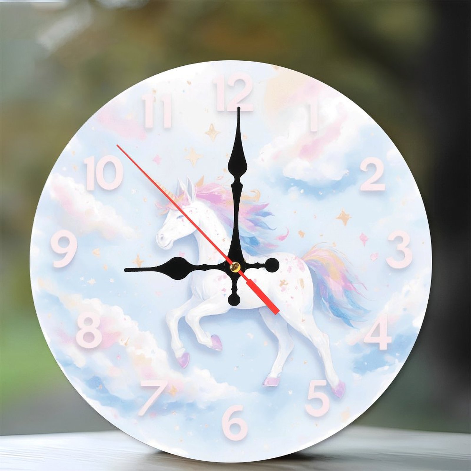 10-Inch Silent Wooden Wall Clock, " Wall Clock Pastel Rainbow Clouds ...