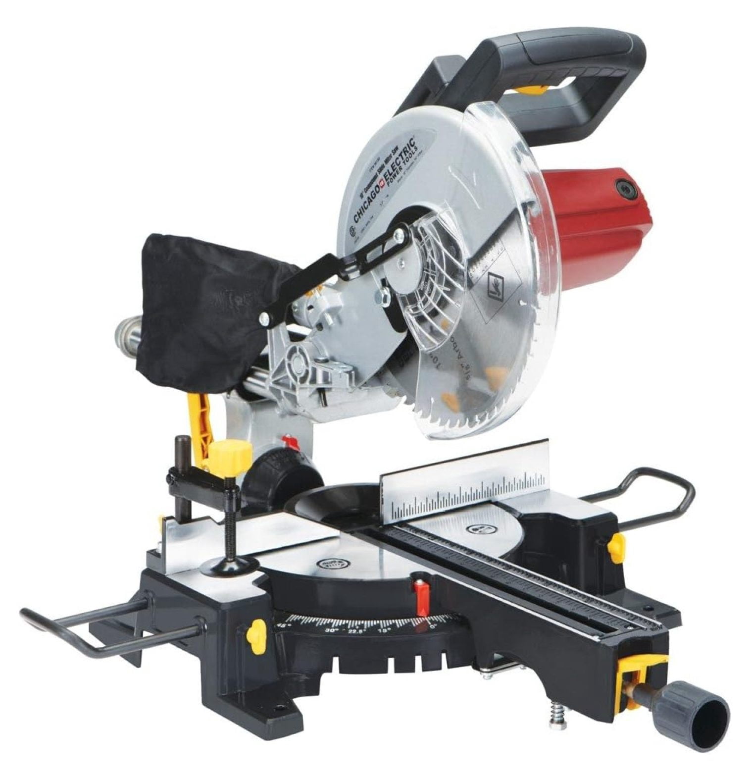 10 Inch Sliding Compound Miter Saw with 45 Degree Bevel and Dust Bag ...