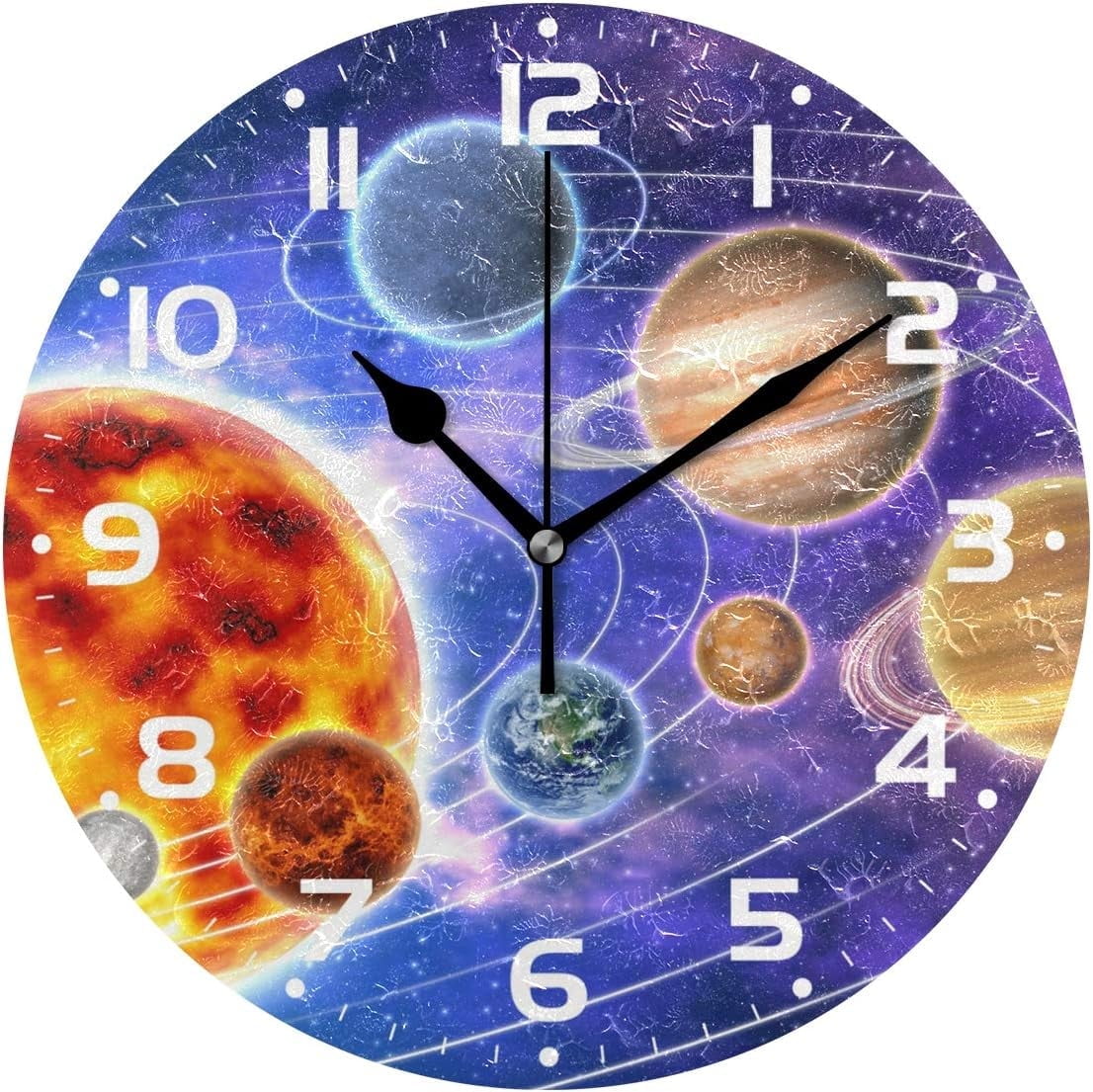 10 Inch Solar System Colorful Planet Universe Round Acrylic Wall Clock ...