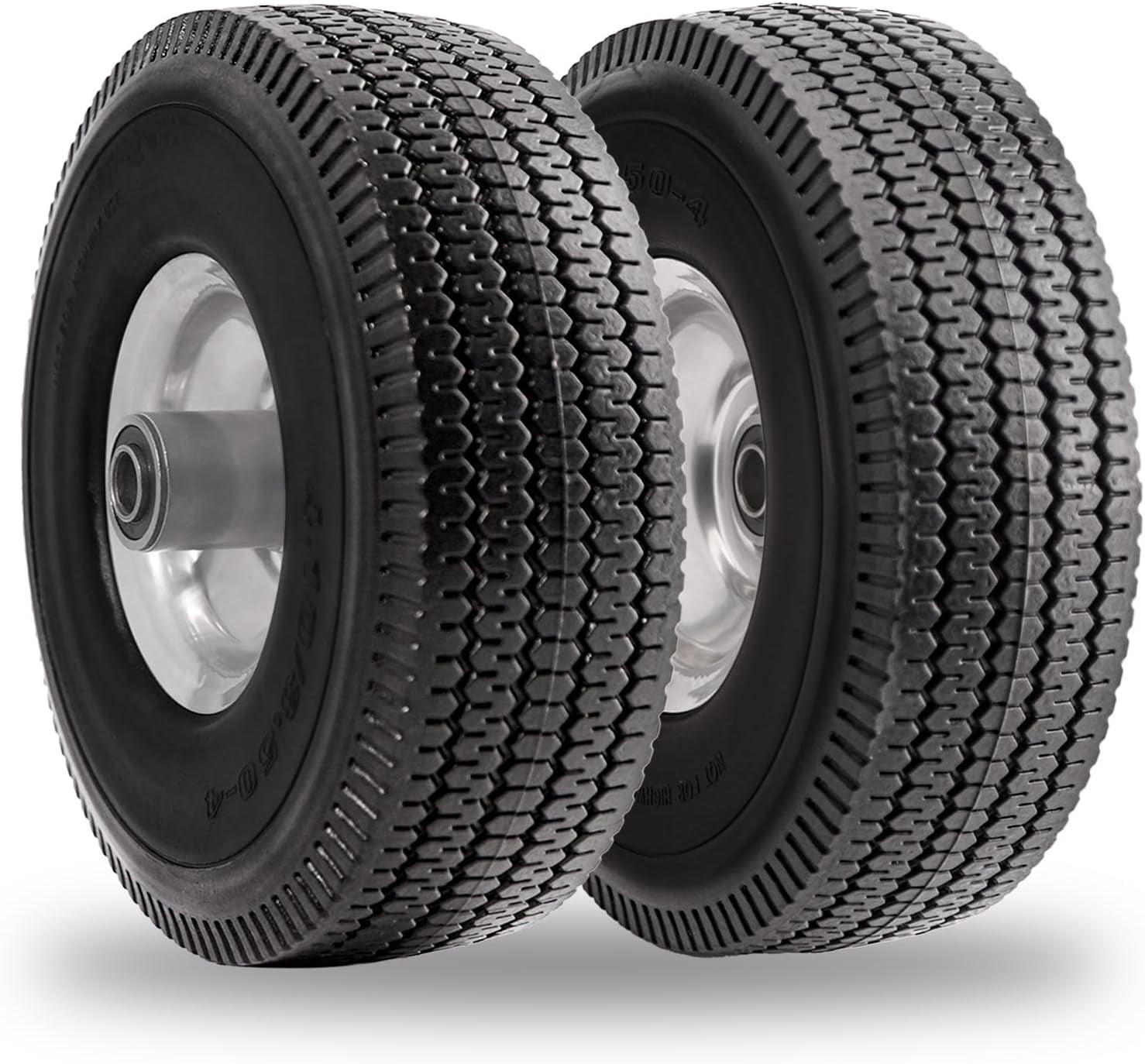10 Inch Solid Polyurethane Tire 4.10/3.50-4 Tire, 10" Flat Free Wheels with 5/8" Bearings, 2.2 ...