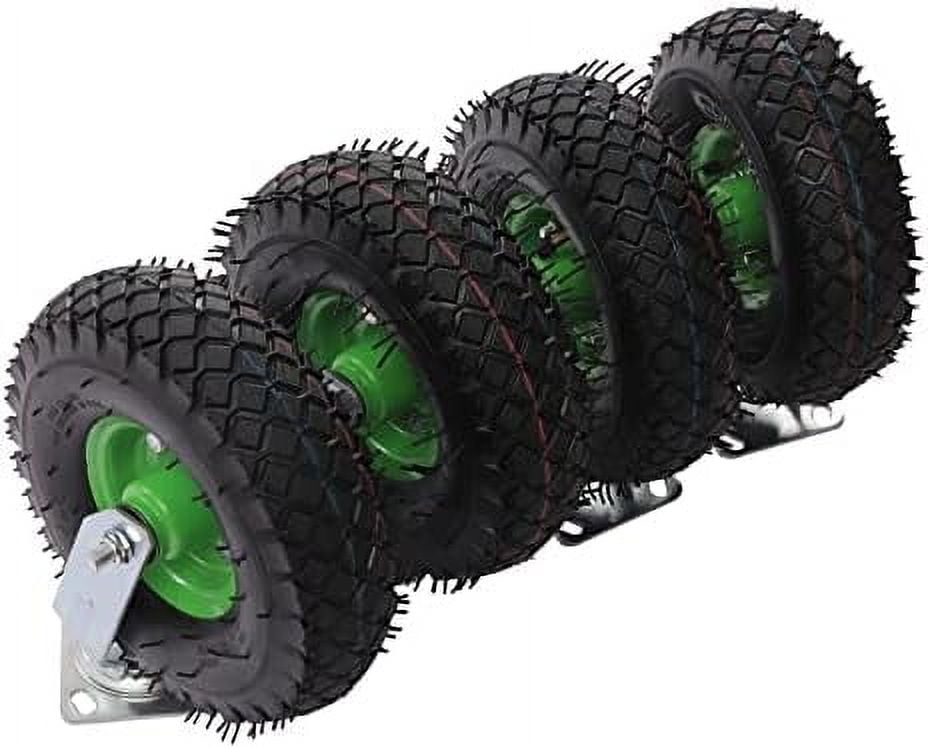 10 Inch Swivel Pneumatic Casters Set of 4, Heavy Duty Air Tires Rubber ...