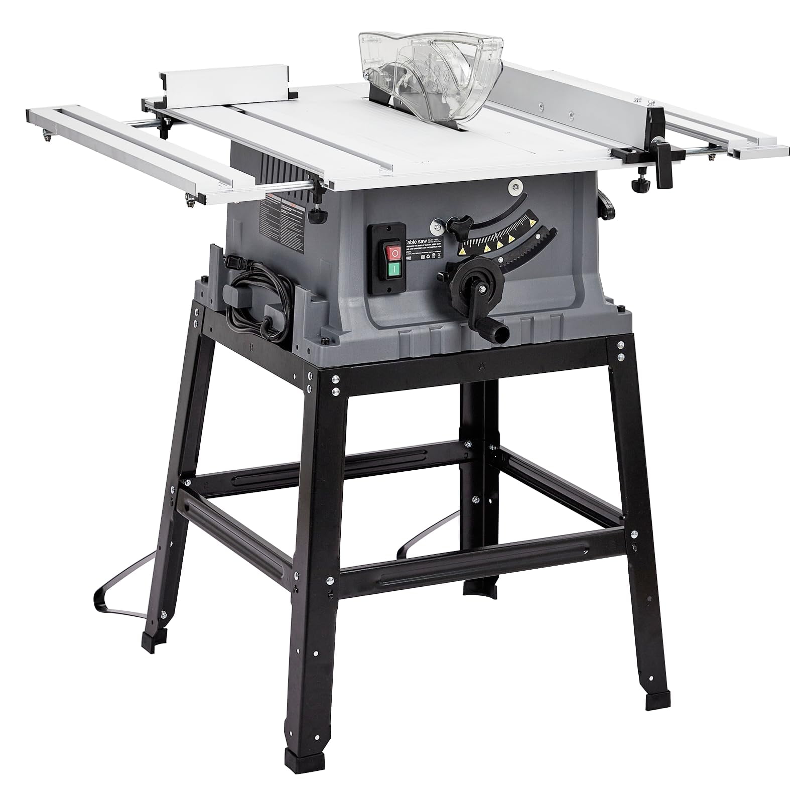 10 Inch Table Saw With Stand, 15A 5000RPM Portable Benchtop Table Saw ...