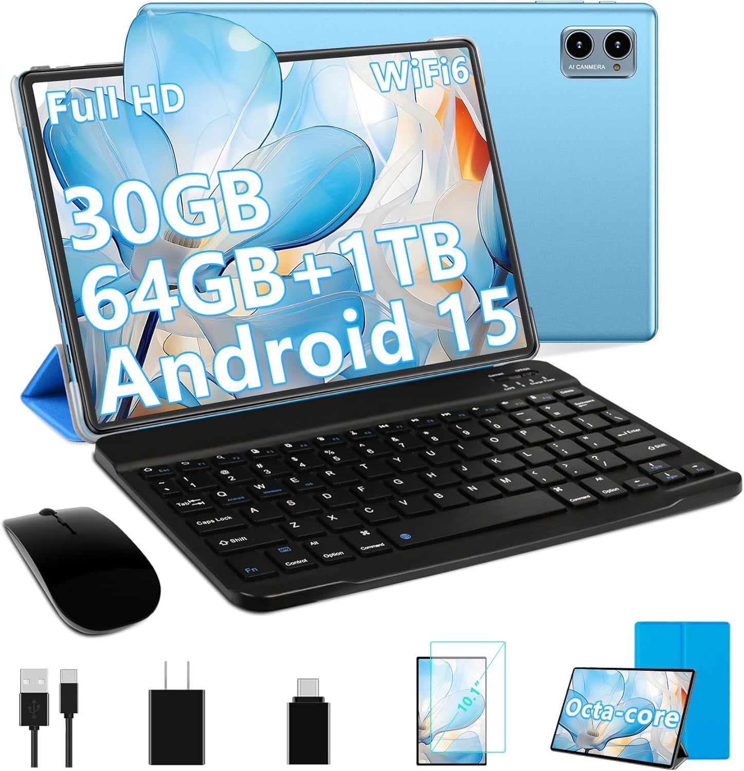 10 Inch Tablet Android 15 Tablets with Keyboard 30GB 64GB 1TB Expand ...