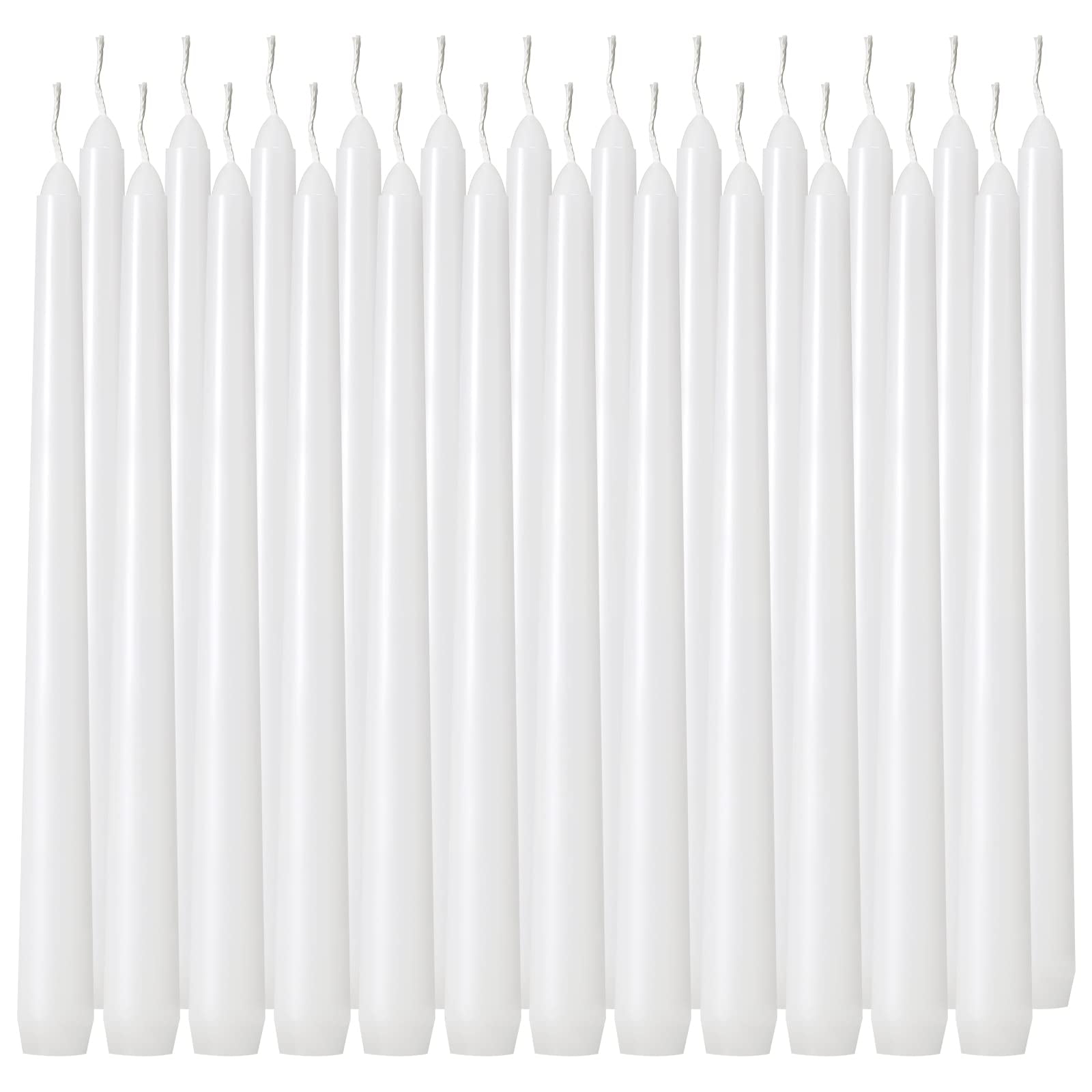10 Inch Tall White Taper Candles, 24 Pack Unscented Dinner Candles ...