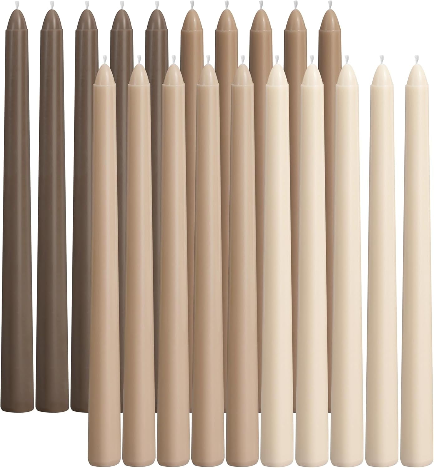 10 Inch Taper Candles-20 Pack Brown, Unscented, Smokeless–Up to 8 Hour ...