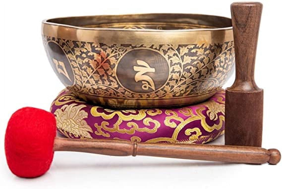 10 Inch Tibetan Mantra Carving Nine Metal Handmade Singing Bowl for ...