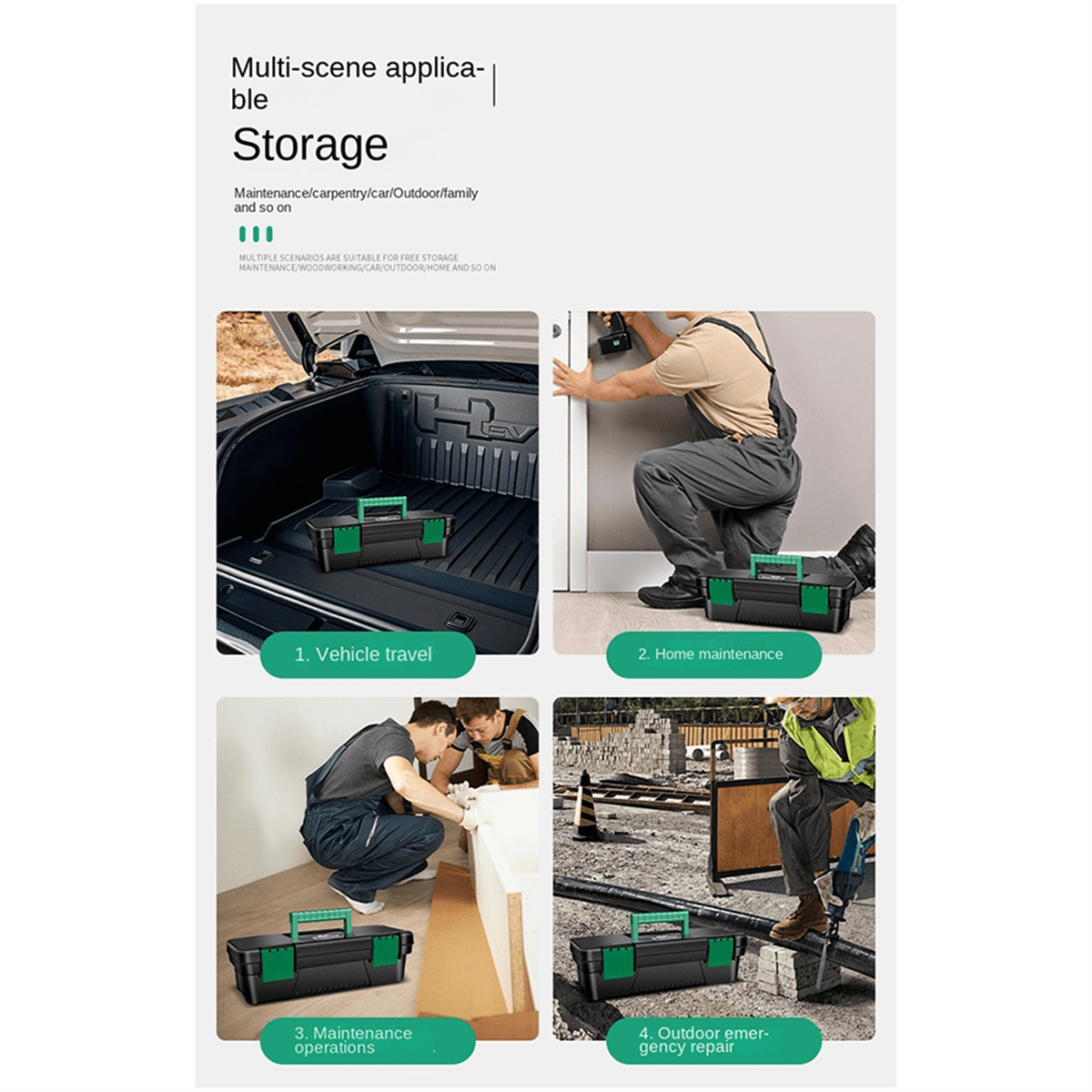 10 Inch Tool Box Plastic Tool Storage Box with Handle for Carpentry and ...