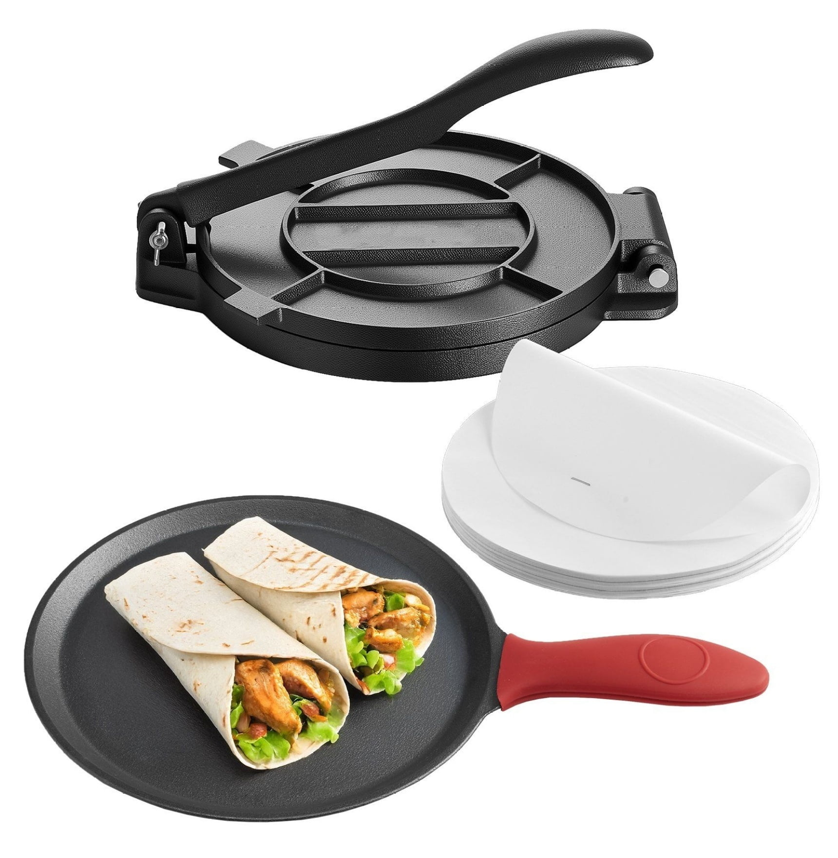 10 Inch Tortilla Press - Cast Iron Chapati Roti Maker - Manual Dough ...